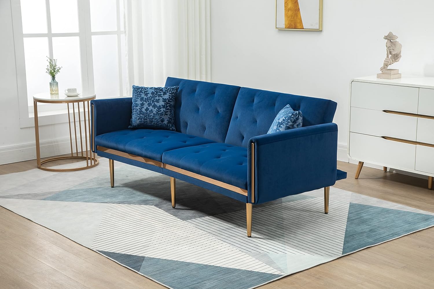 Amazon.com: Keainvren Convertible Sleeper Sofa,73" Velvet Loveseat ...