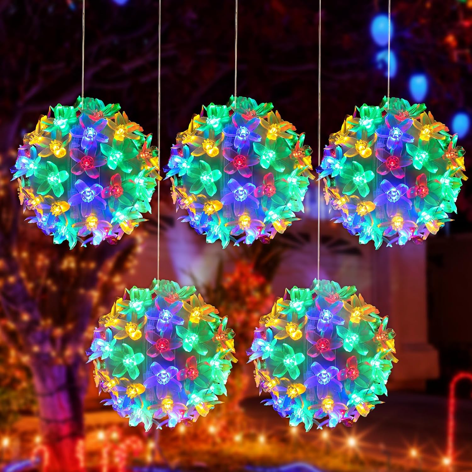 Vihose 5 Pack Starlight Sphere Outdoor Balls Hanging Tree LED ...