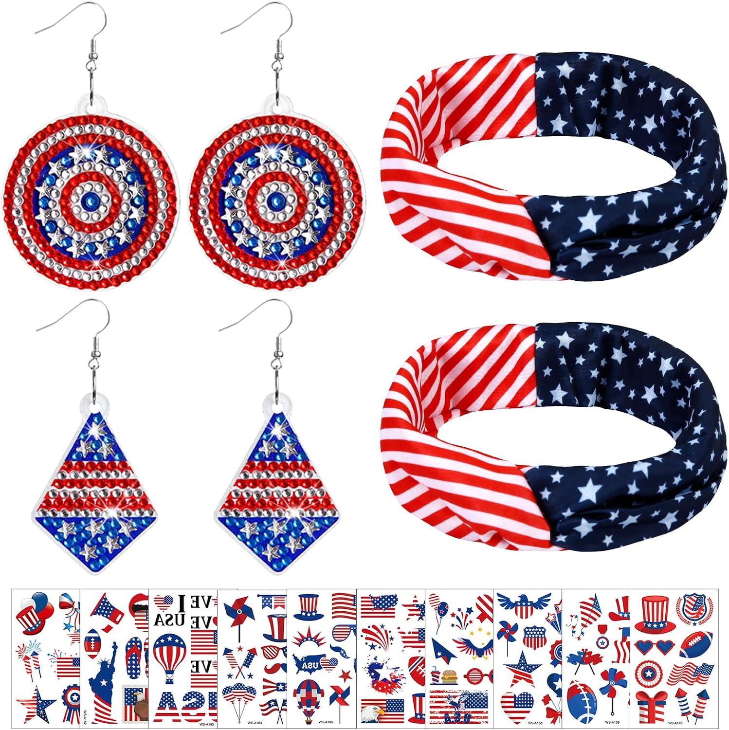 Amazon.com: Fennoral 16PCS 4th of July Adult Costume Accessory Set,2 ...