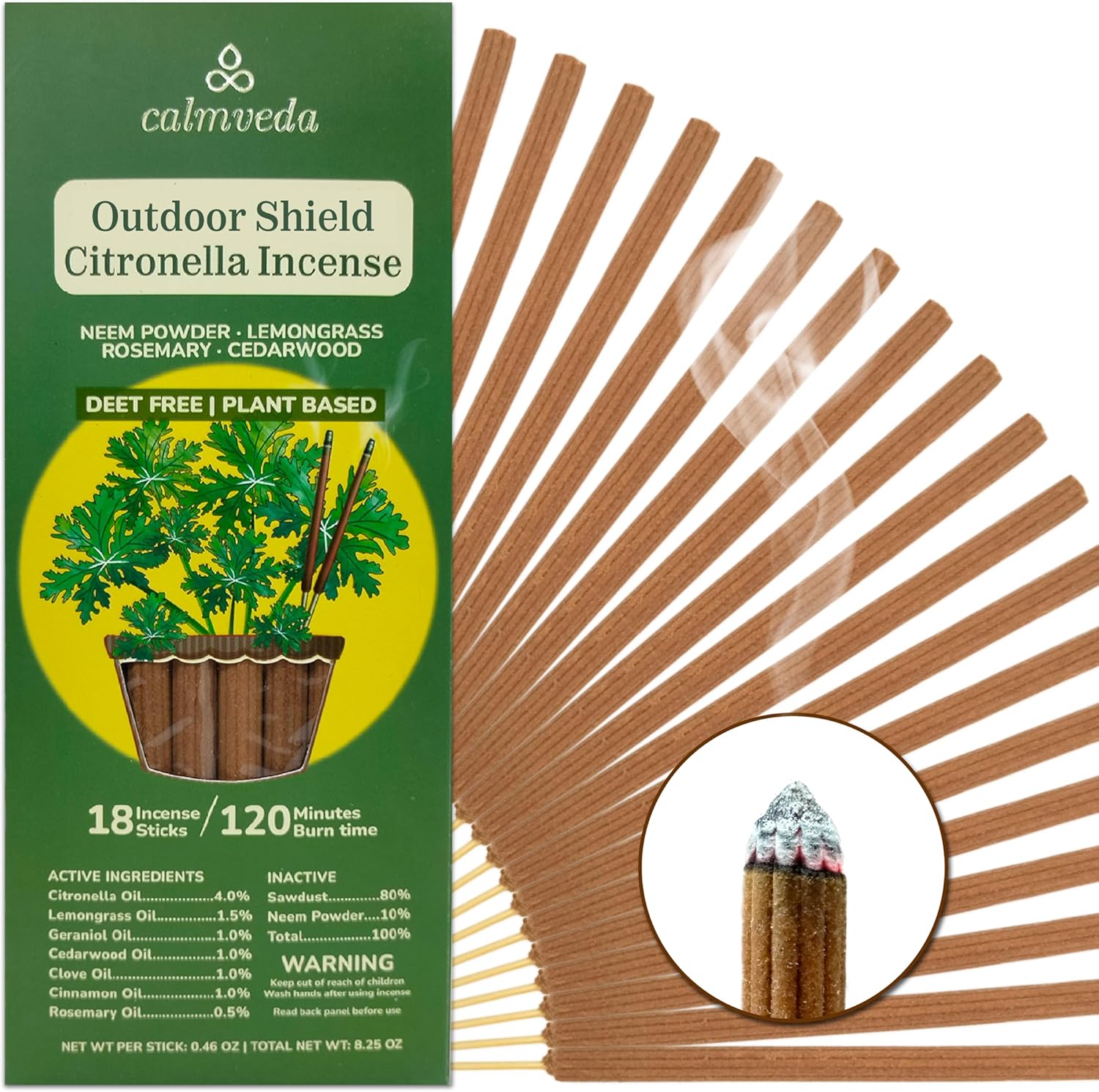Amazon.com: Natural Citronella Incense Sticks Outdoor - (18 Sticks, 40 ...