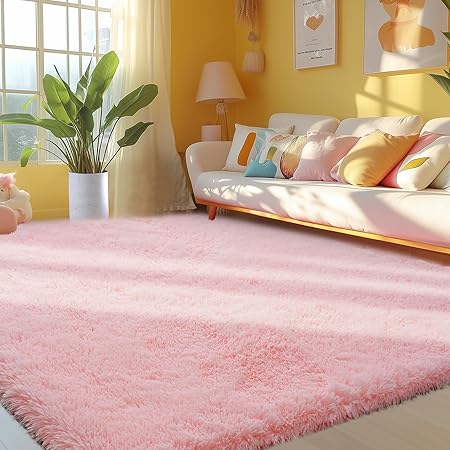 Amazon.com: Pink Fluffy Area Rugs 4x6: Fluffy Furry Area Rugs for ...
