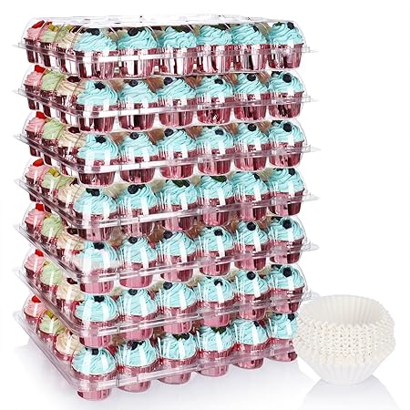 Amazon.com: Decony 24 Compartment cupcake containers plastic disposable ...