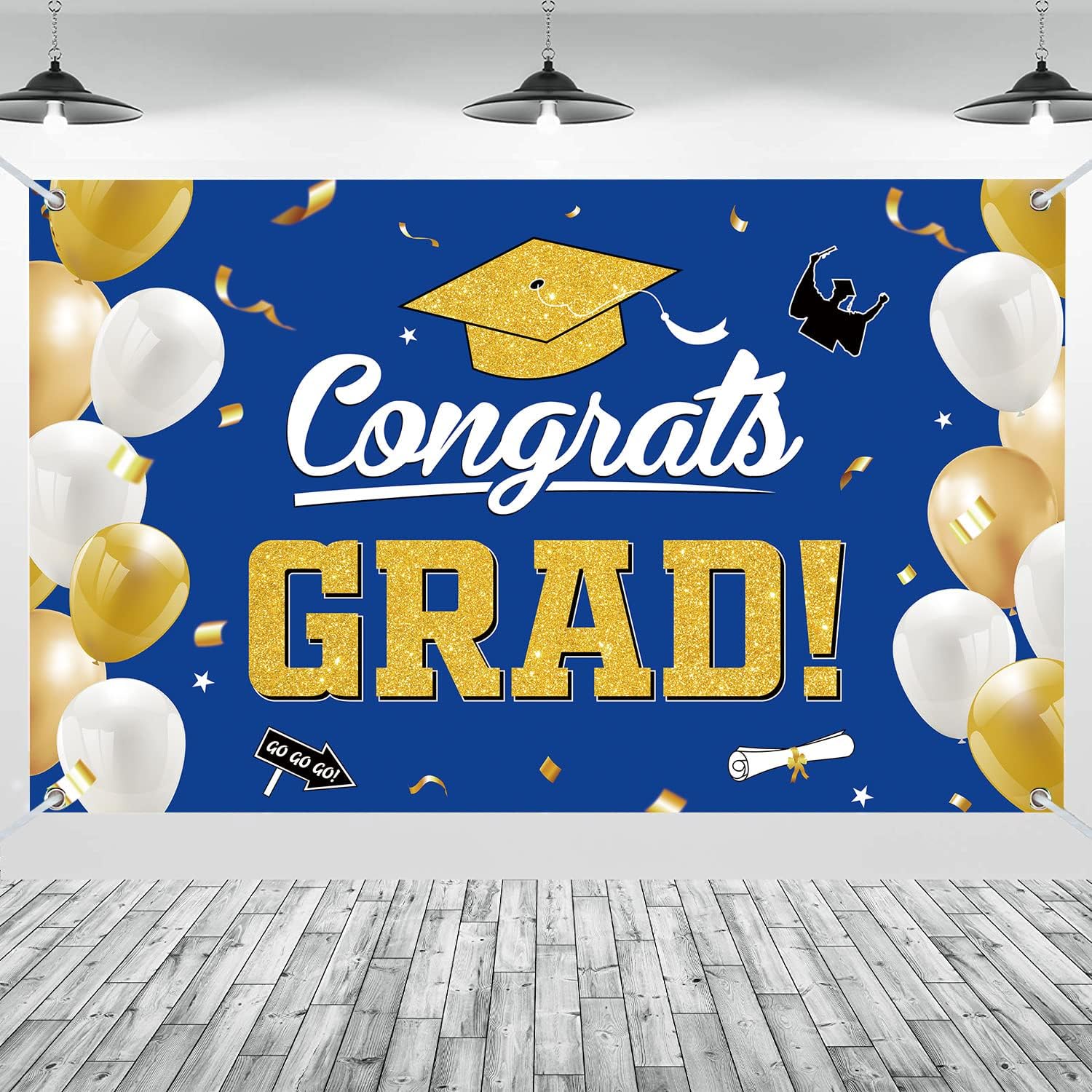 Amazon.com: 2023 Graduation Decorations Banner Blue Gold, Graduation ...