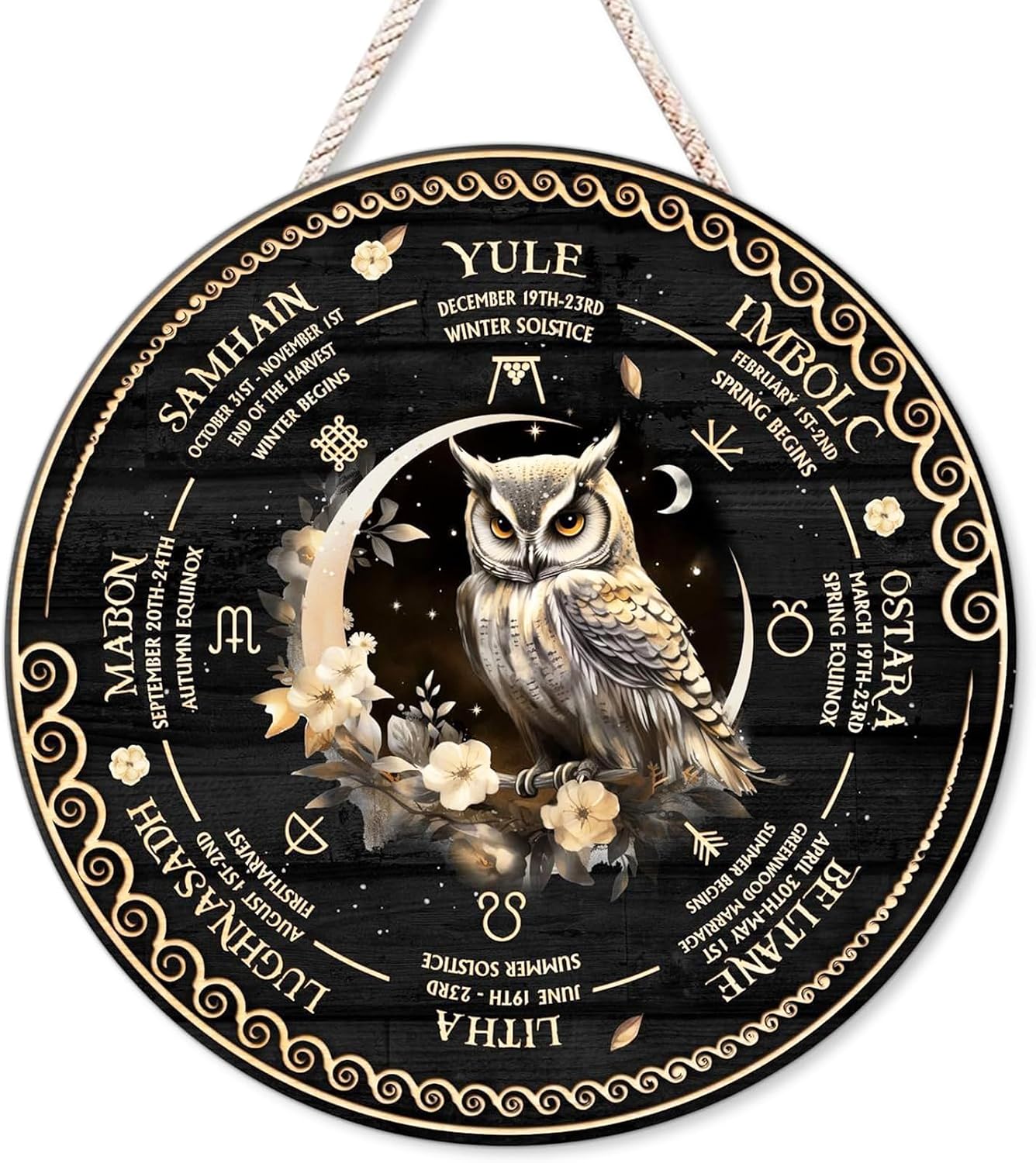 Amazon.com: RIVEENY Wheel Of The Year Wall Hanging, 12" Wooden Sabbats ...