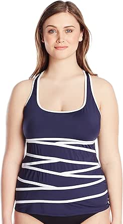 Amazon.com: Nautica Women's Signature Soft-Cup Tankini, Navy, 8 ...
