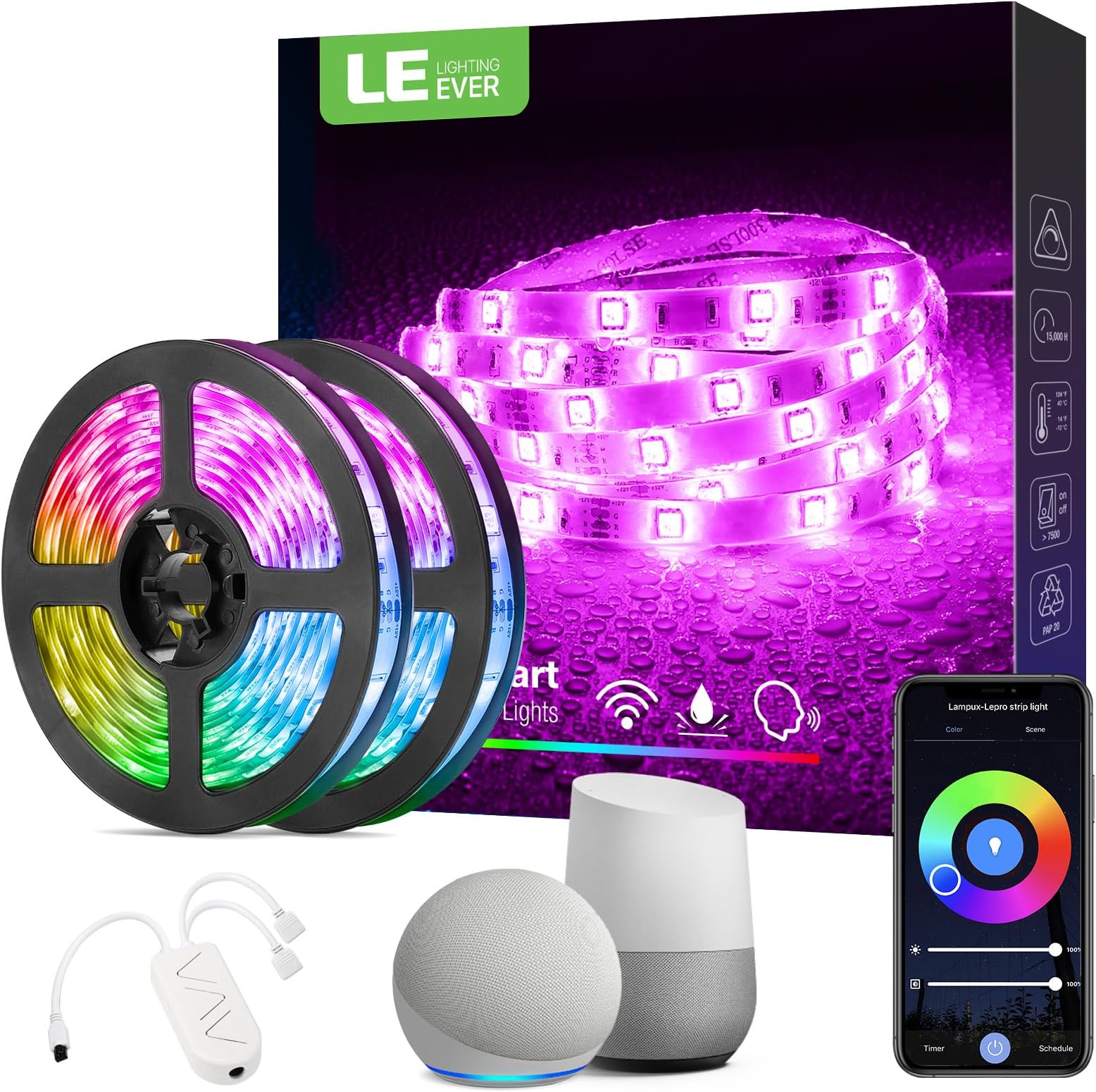 LE Smart LED Strip Lights 10M Outdoor Waterproof IP65, Voice & App ...