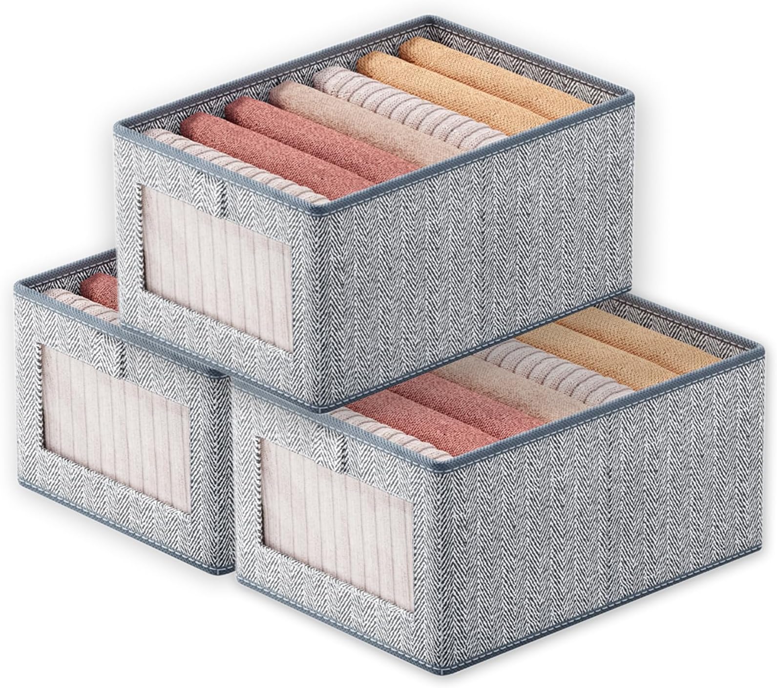 wintfarm 3pcs Foldable Storage Boxes,Wardrobe Storage Organiser With ...