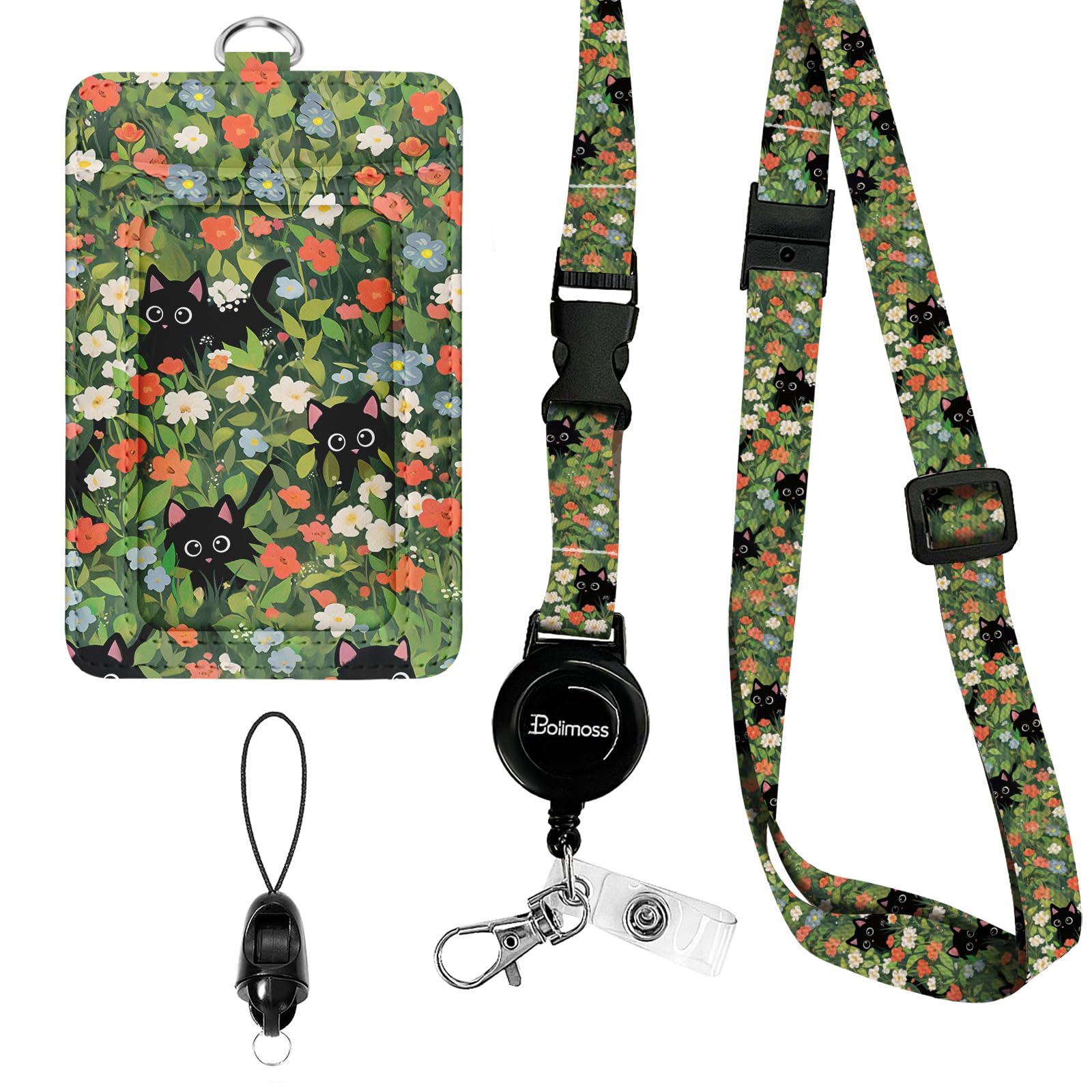 Breakaway Lanyard Cute Bolimoss Cute Flowers Lanyard For ID Badge Card ...
