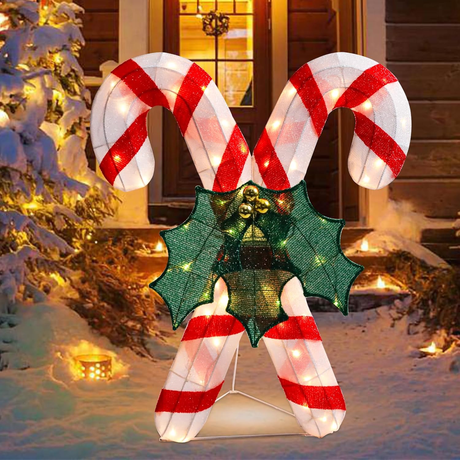 Amazon.com: Vipush Lighted Outdoor Christmas Candy Cane Decoration, 3FT ...