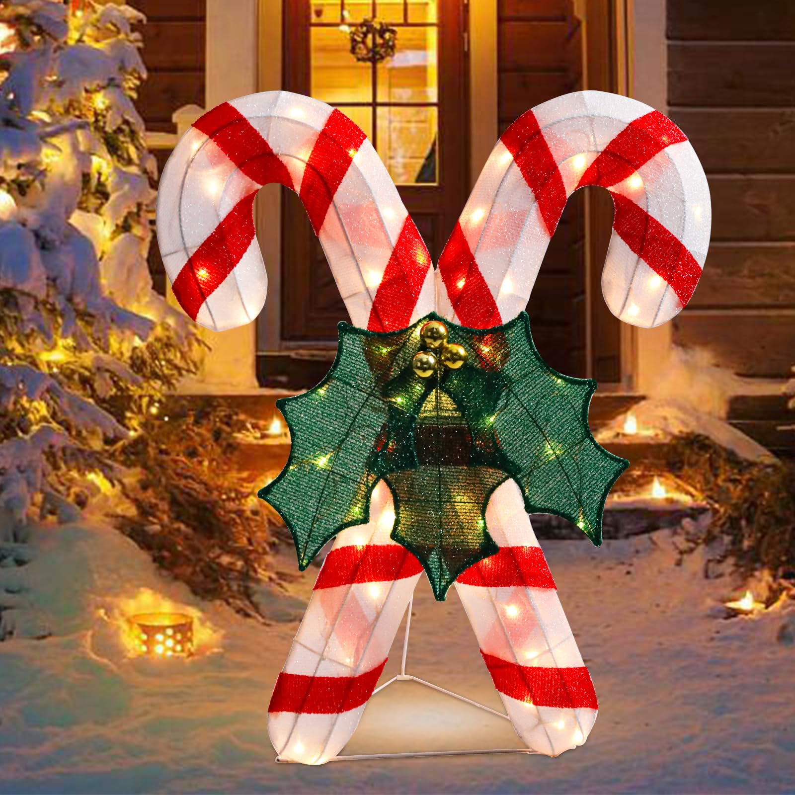 Amazon.com: Vipush Lighted Outdoor Christmas Candy Cane Decoration, 3FT ...