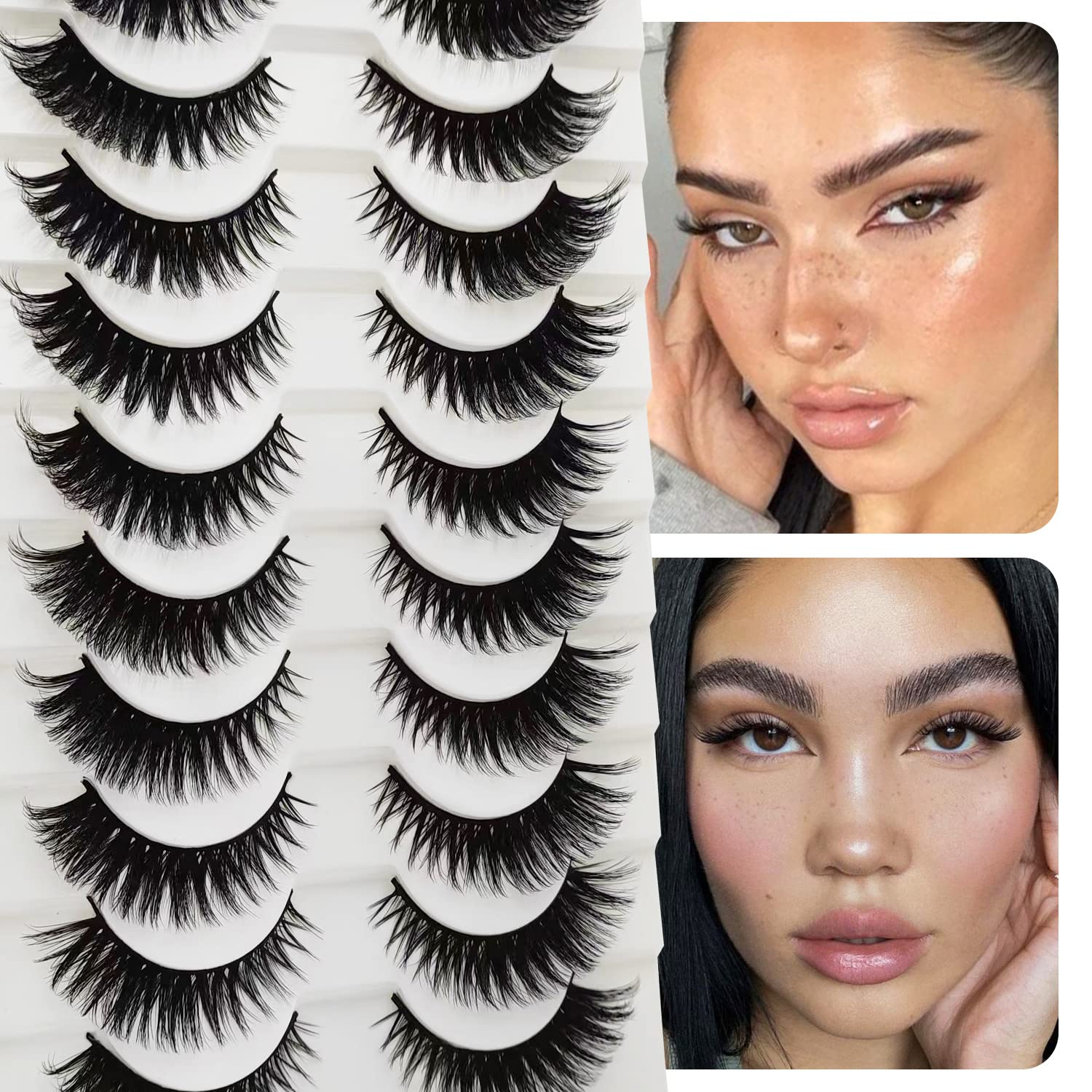 Amazon.com: Wispy Cat Eye Lashes, 15mm Short Mink Eye Lashes Sets Pack ...