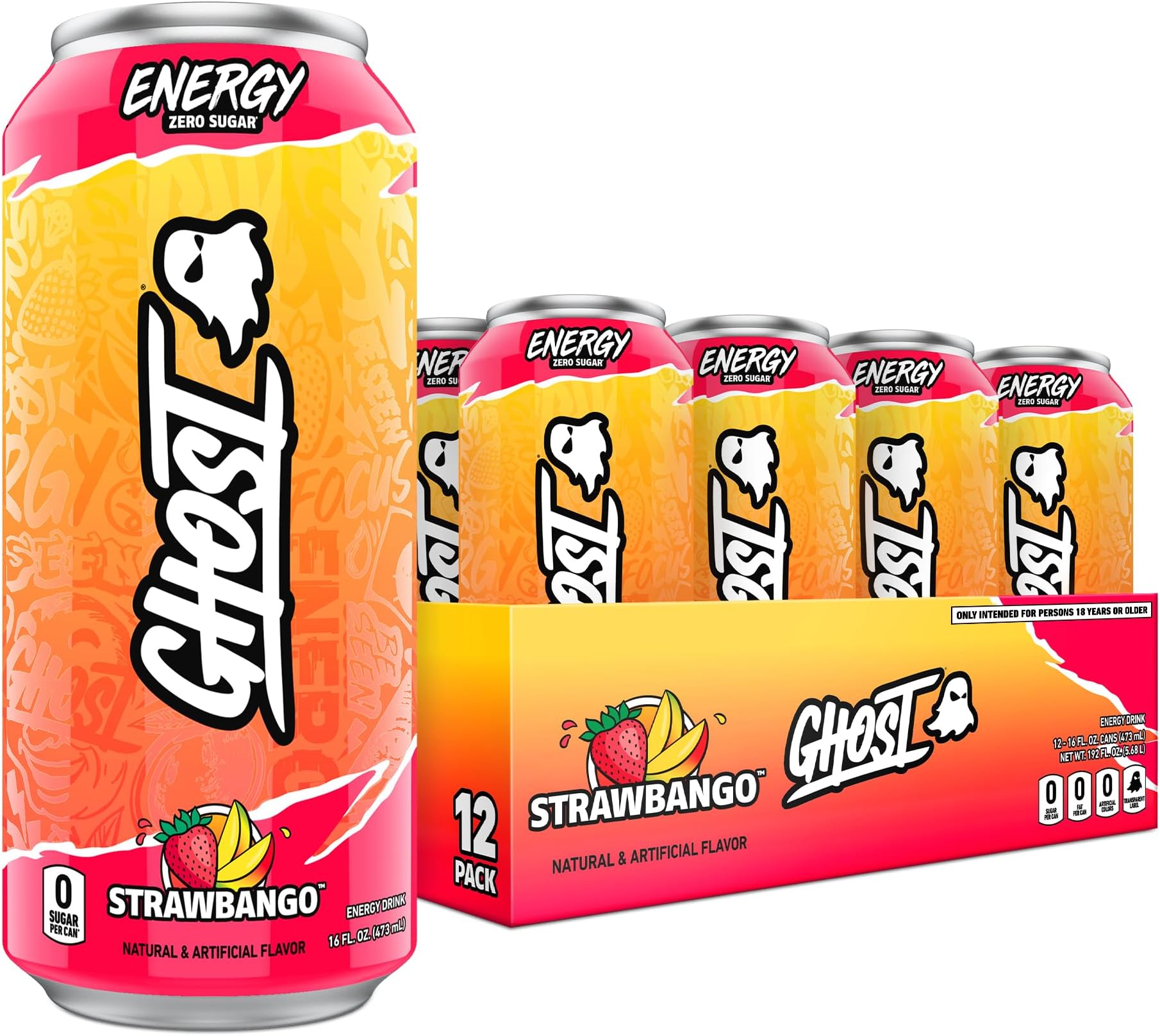 Amazon.com : GHOST Energy Drink - 12-Pack, Bubblicious Strawberry ...