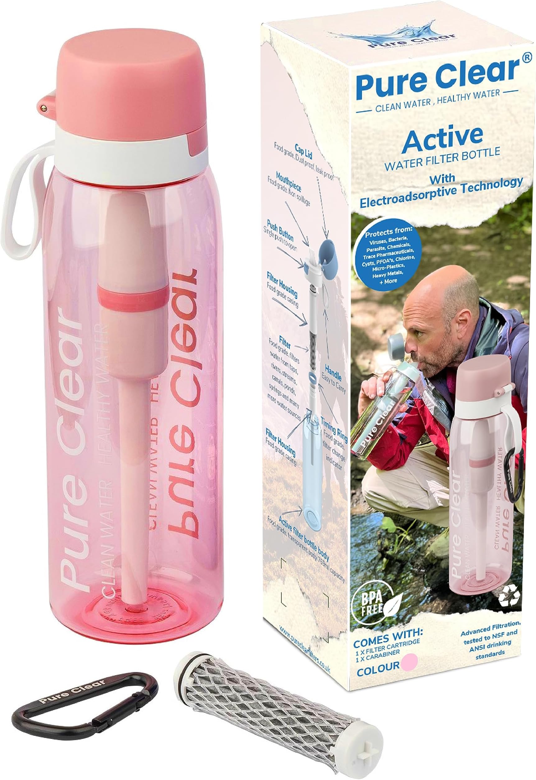 Cirkul 22 oz Plastic Water Bottle Starter Kit with Blue Lid With 1 ...