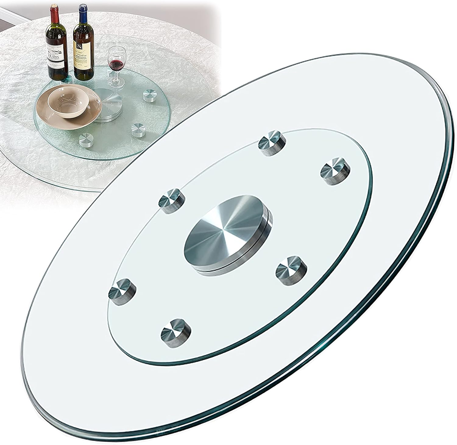 Amazon.com - Glass Lazy Susan Turntable,Transparent Tempered Glass ...