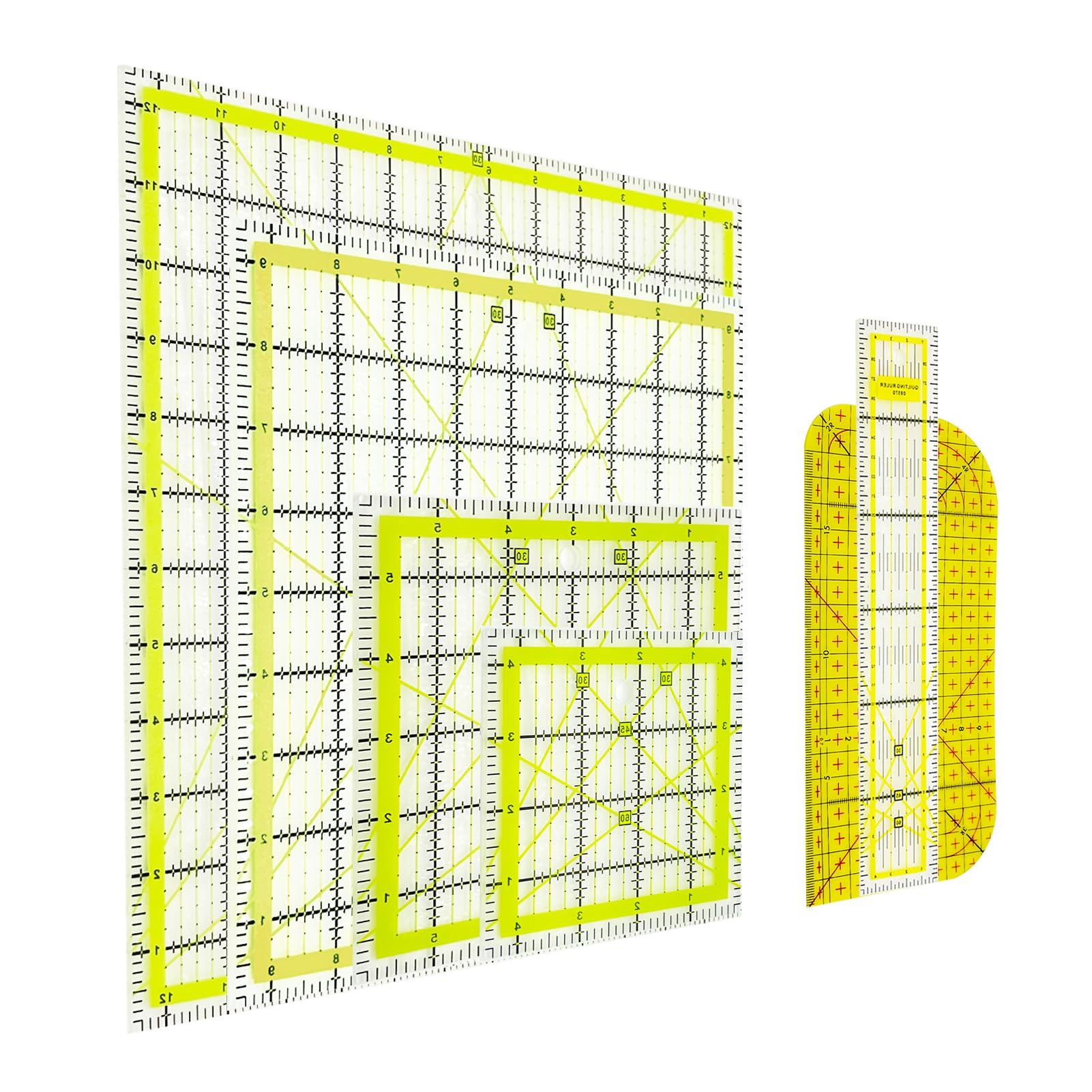 6-Piece Acrylic Quilting Ruler Set for Fabric Cutting and Craft ...