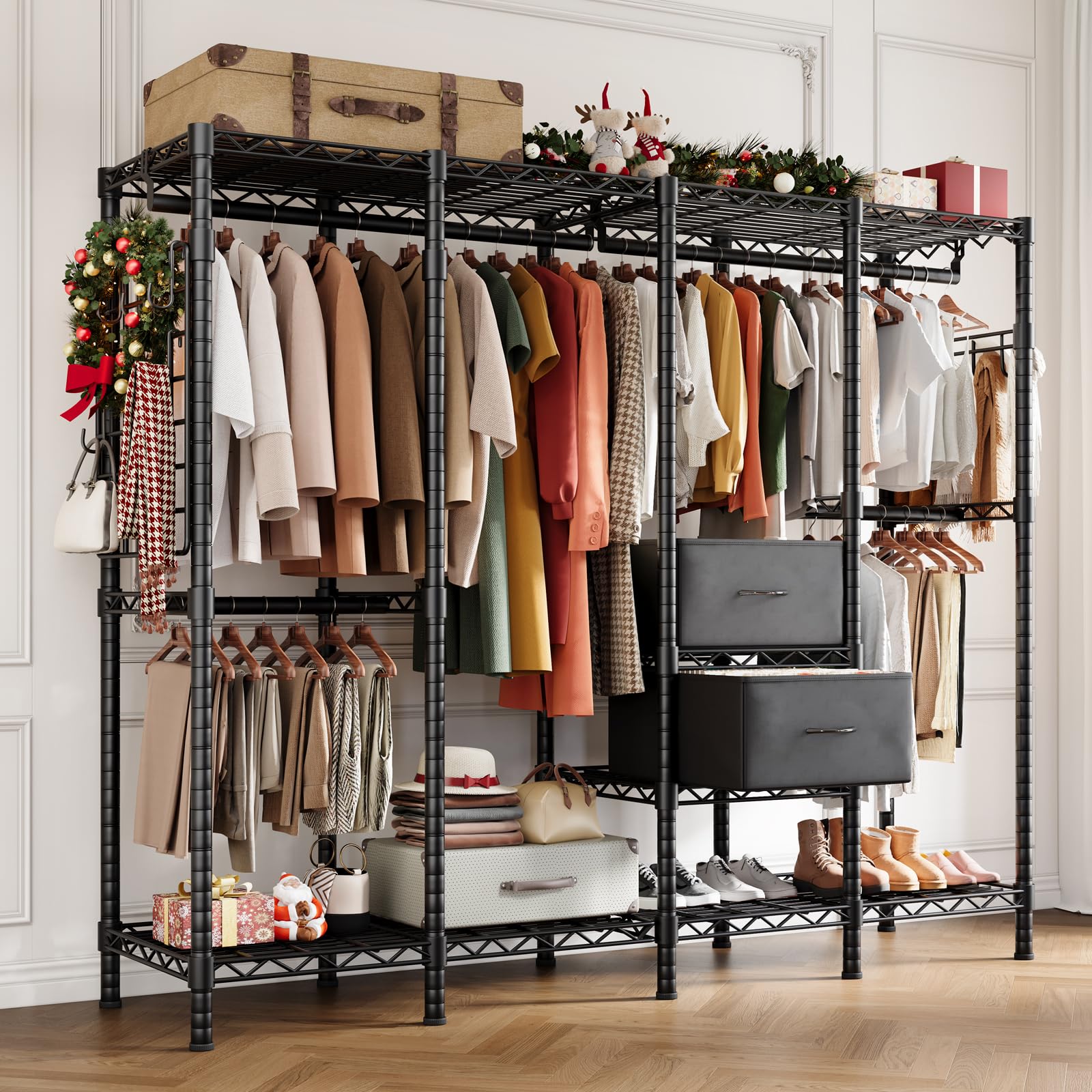 Amazon.com: HOKEEPER Heavy Duty Clothes Rack Portable Closet with ...