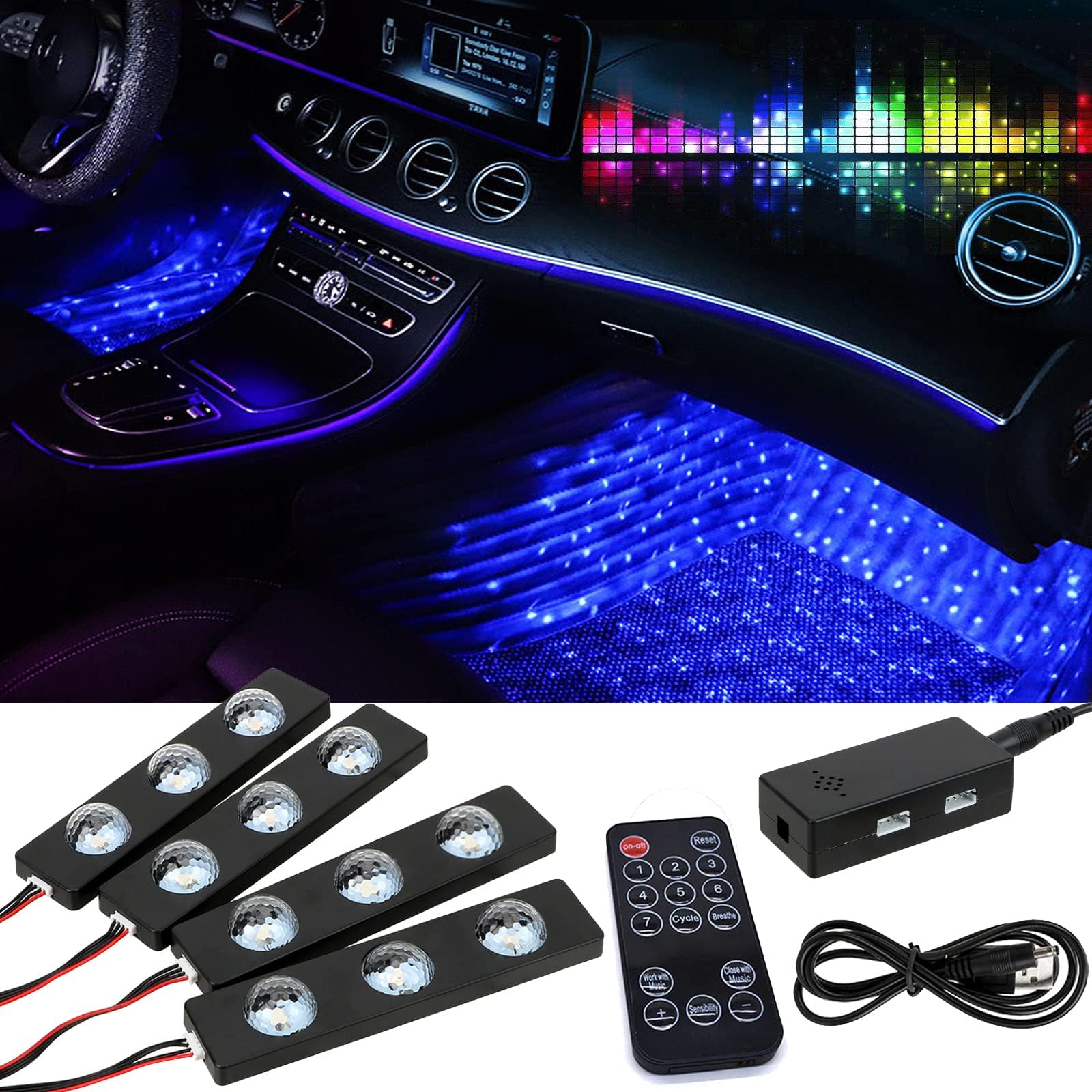 LuminShack - Tira de luces LED para interior de coche, 5 en 1, kit de ...