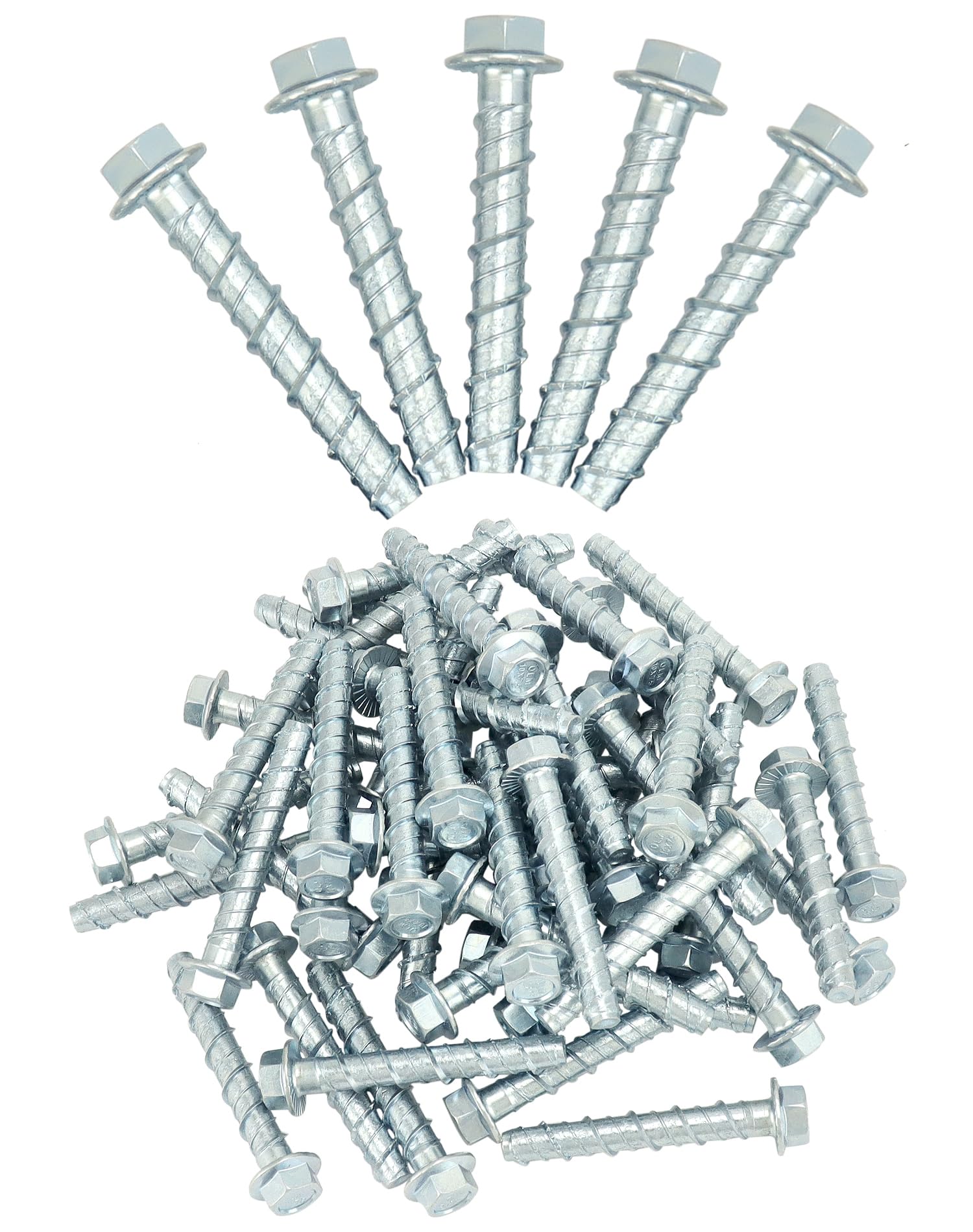 QWORK 3/8" x 3" Large Diameter Concrete Screw, 50 Pcs Galvanized ...
