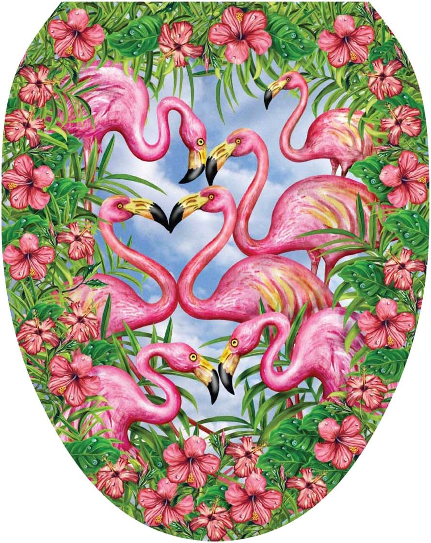Toilet Tattoos, Toilet Seat Cover Decal, Flamingo's Fancy, Size ...