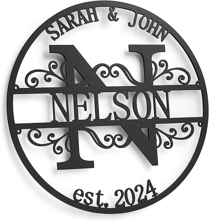 Amazon.com: Personalized Name Sign with Split Initial and Filigree ...