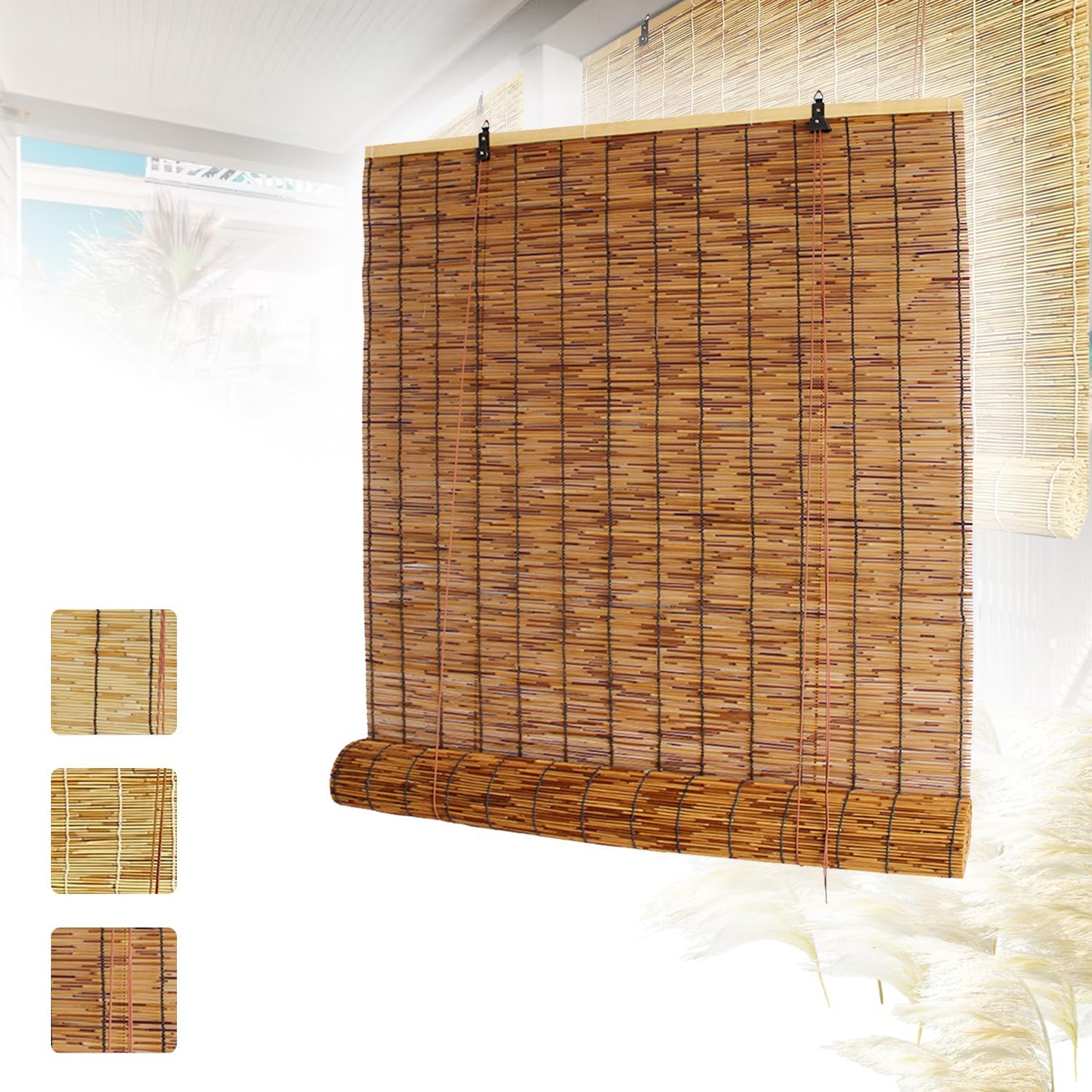 Amazon.com: Lsjoaw Roll Up Reed Shade Outdoor 20x72in/51x183cm Reed ...