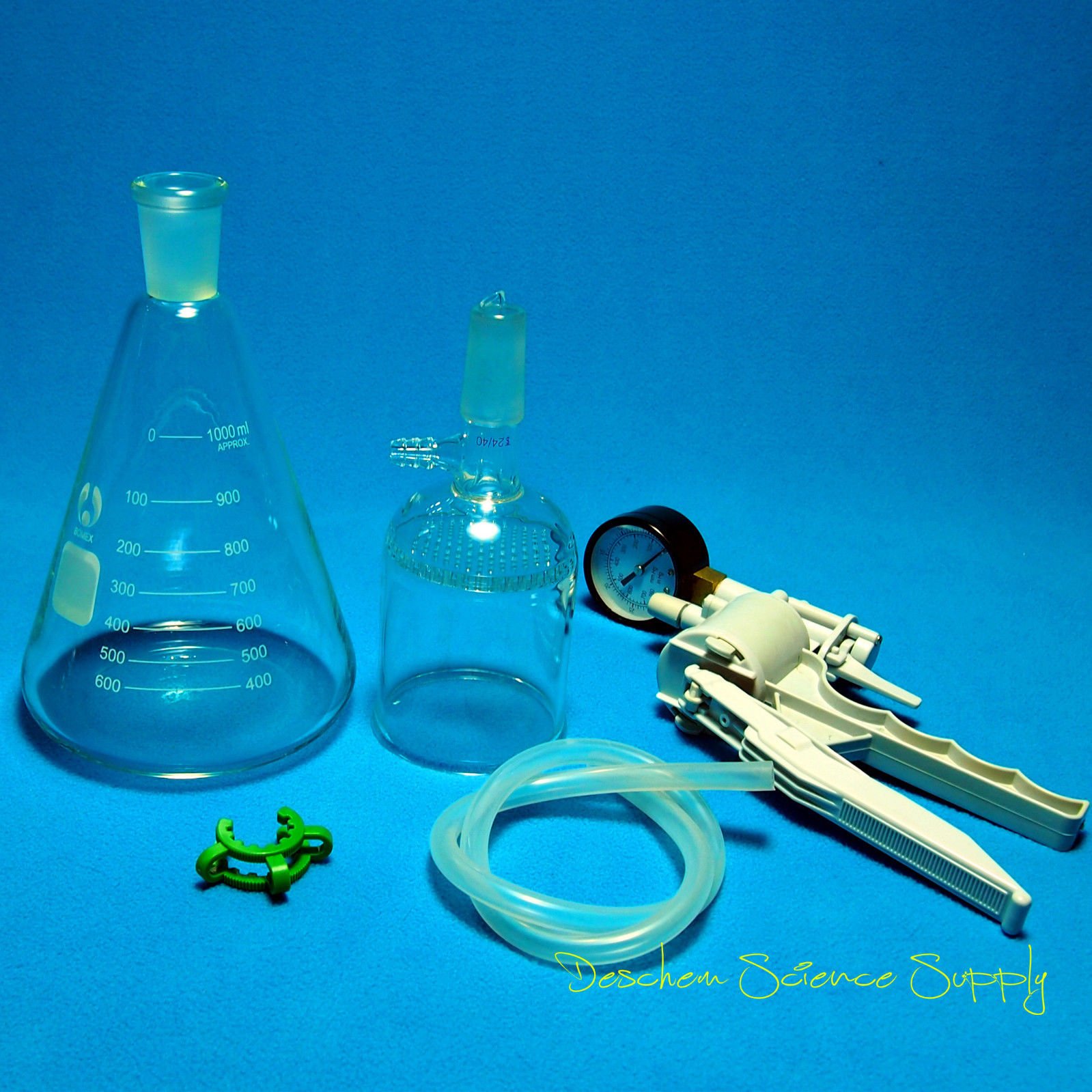 Vacuum Filtration Kit 200 Ml Funnel 1 L Flask Hand EISCO Complete