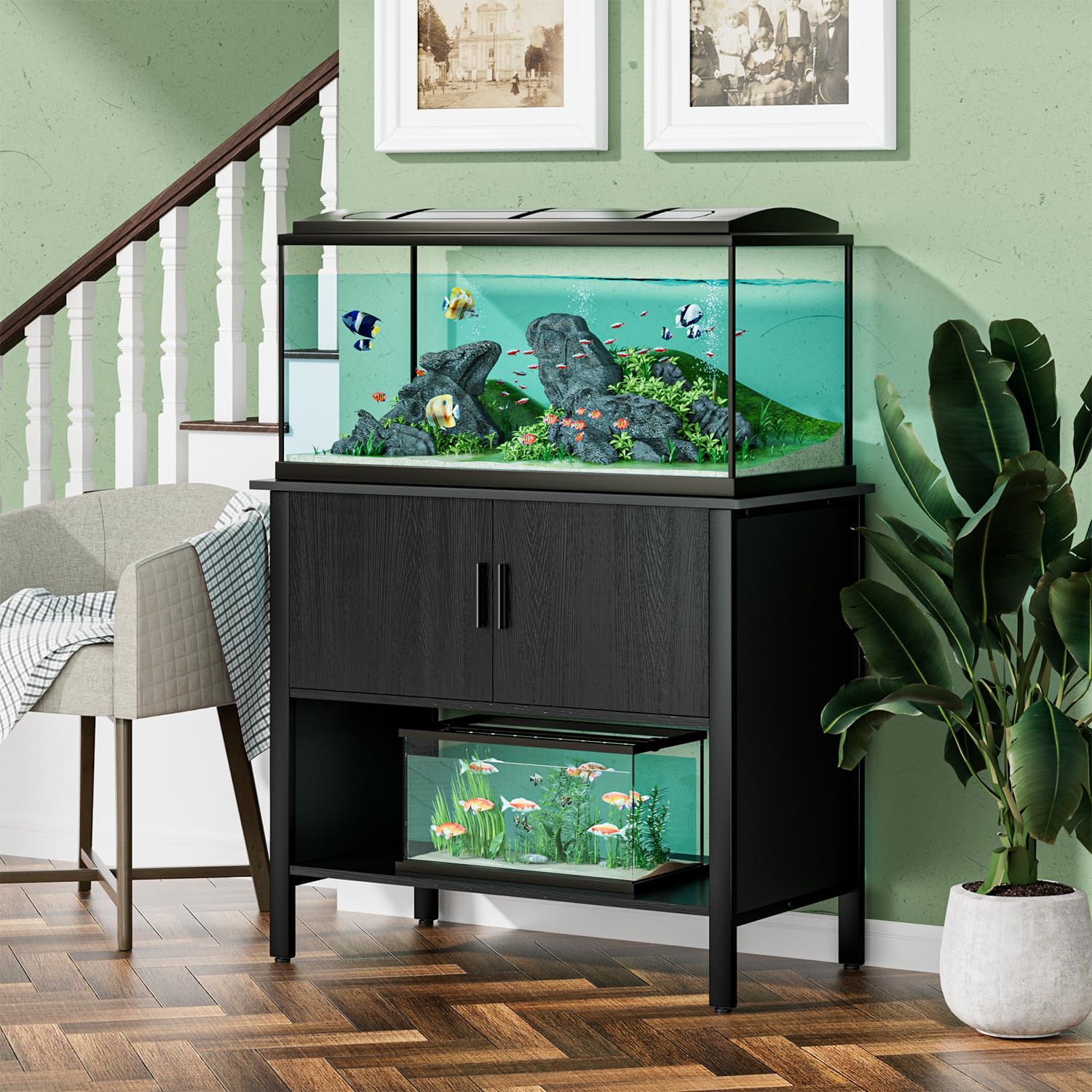 APPOLYN Metal Aquarium Stand, Heavy Duty Fish Tank Stand with Cabinet ...