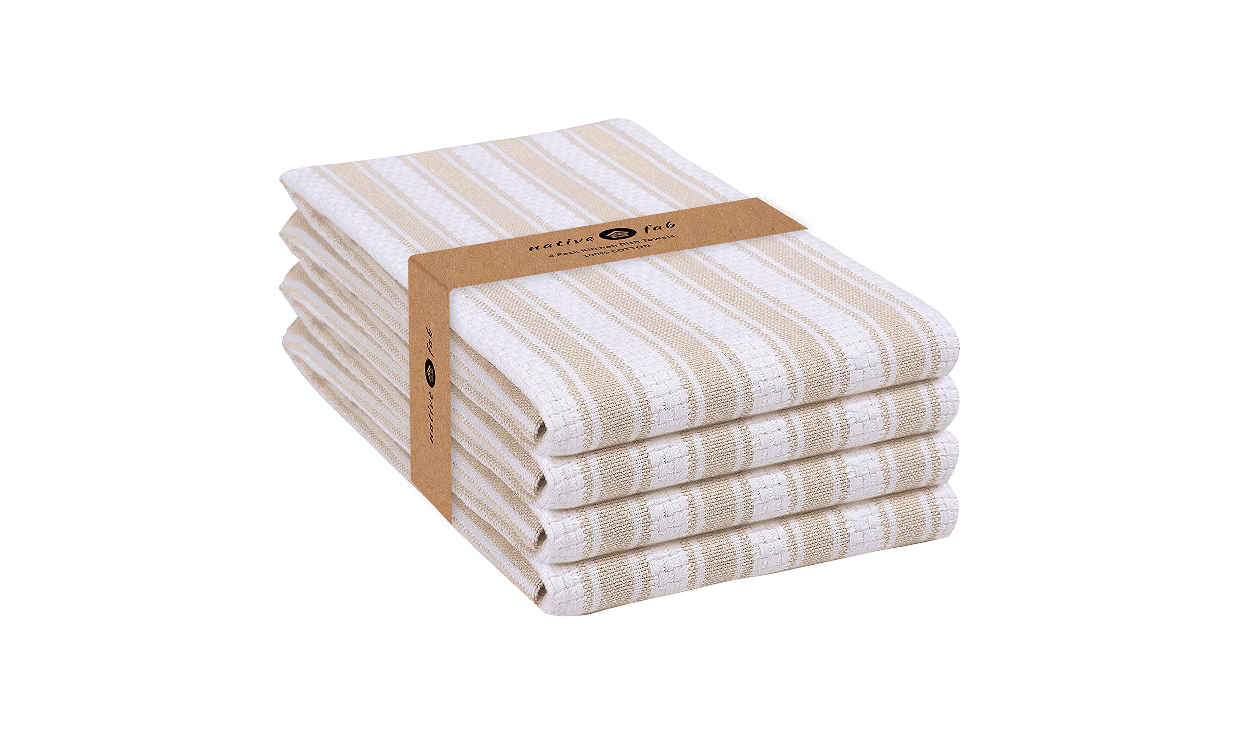 Amazon.com: Native Fab 100% Cotton Beige Kitchen Towels 16x26 inches ...