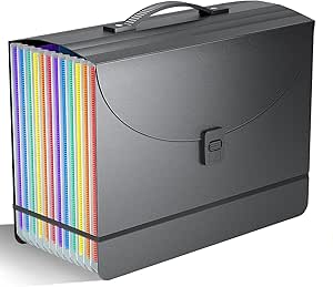Expanding File Organiser Box File Folder with Handle,13 Pockets Filing ...