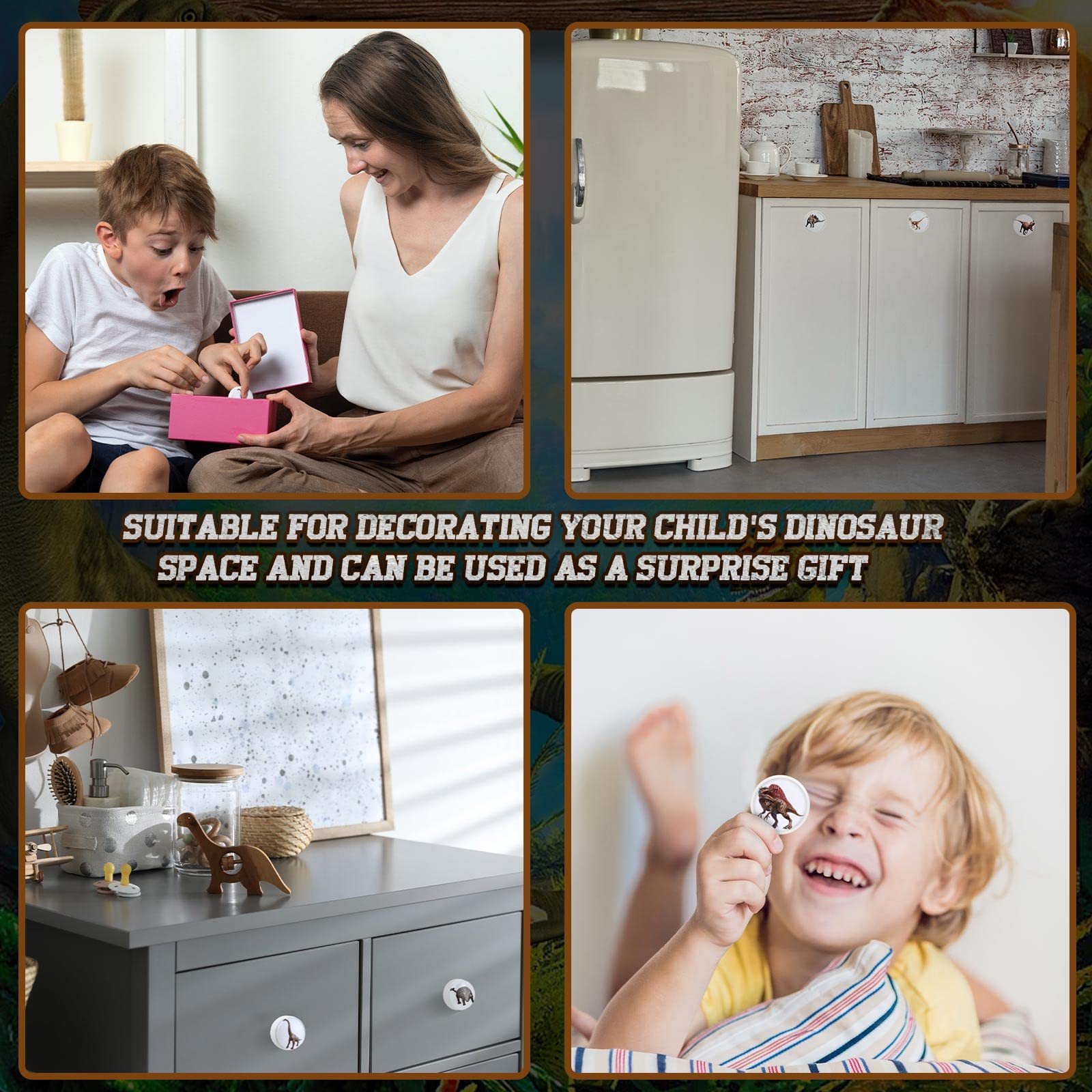 Snapklik.com : 12 Pcs Dinosaur Dresser Knobs Round Rubber Drawer Pulls ...