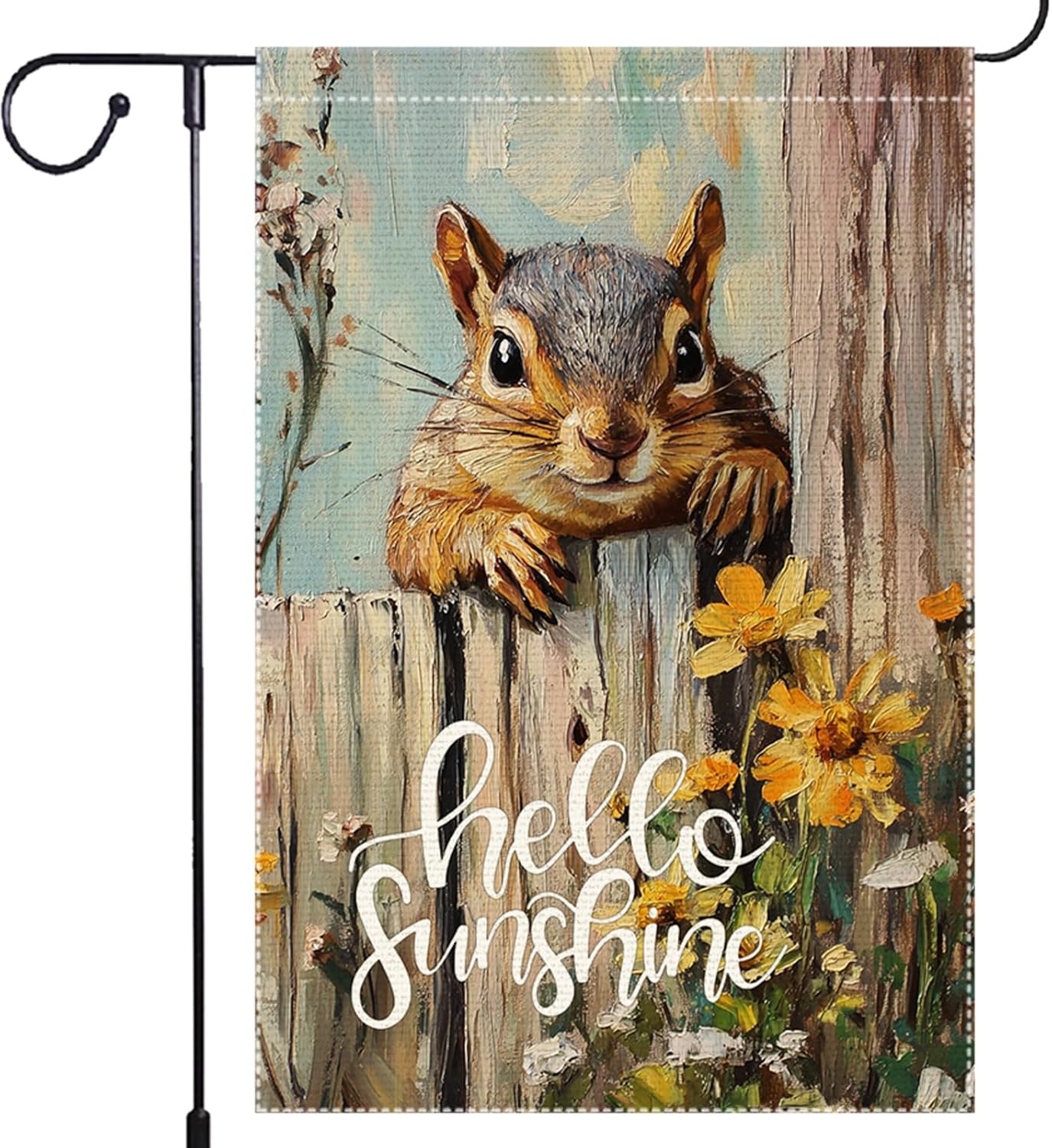 Amazon.com : Hello Spring Summer Garden Flag Happy Squirrel Sun Garden ...