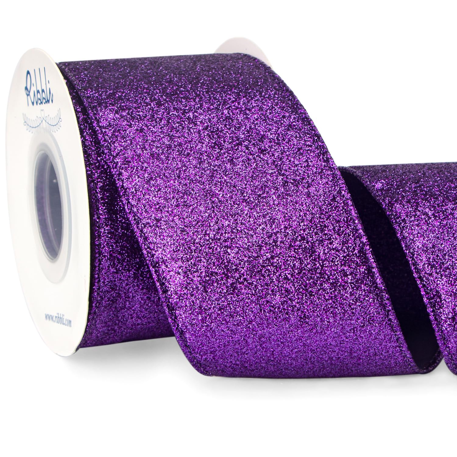 Amazon.com: Ribbli Purple Glitter Wired Ribbon,Halloween Purple Ribbon ...