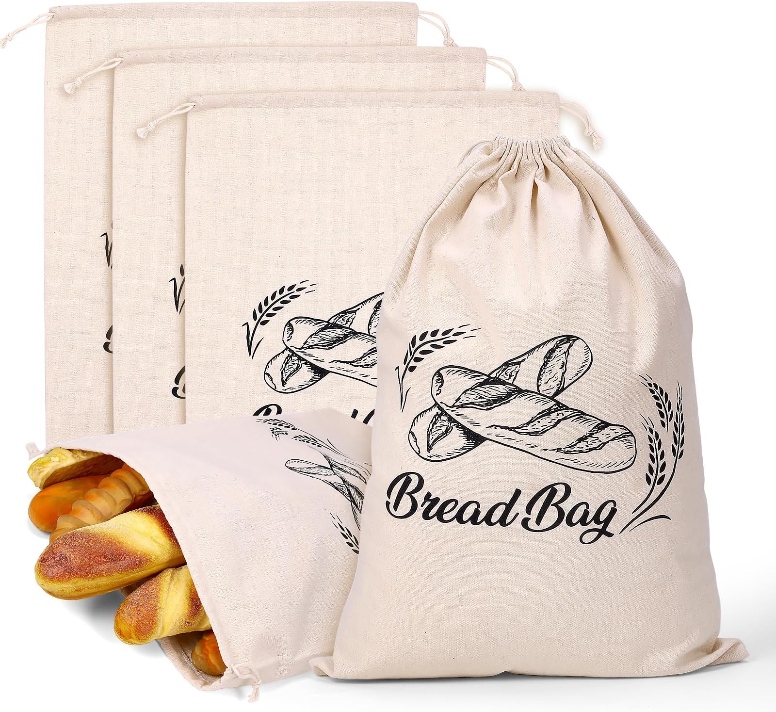 Amazon.com: Natural Linen Bread Bags - 2-Pack Large 11 x15 in (30 cm x ...