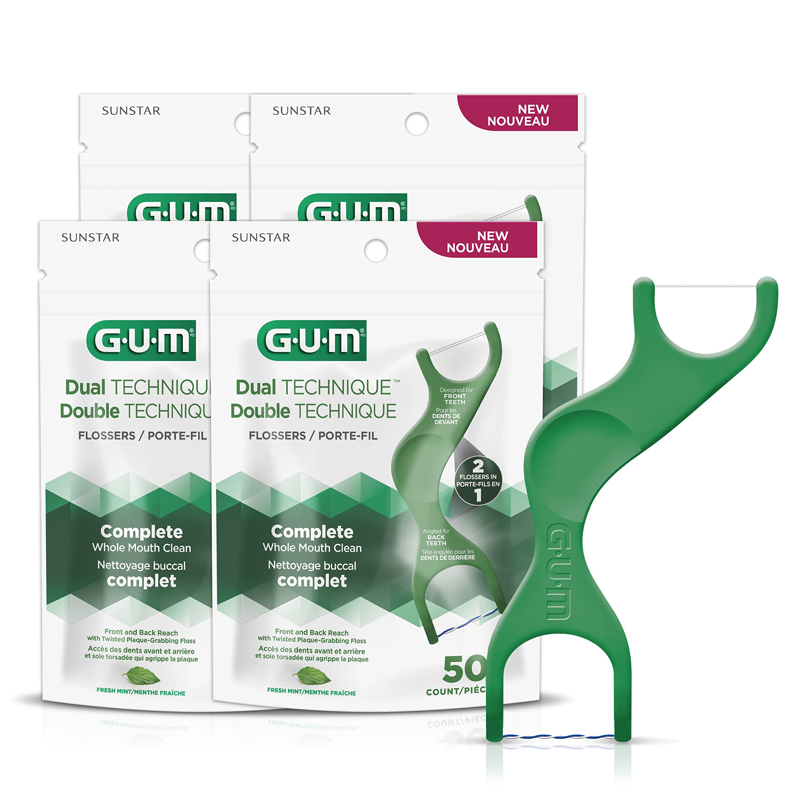 Gum Dual Technique Flosser Picks, Complete Whole Mouth Clean, Front and ...