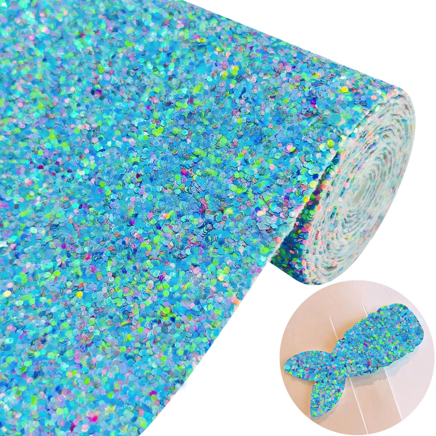 Amazon.com: Greatdiy Sparkly Turquoise Blue Chunky Glitter Faux Leather ...