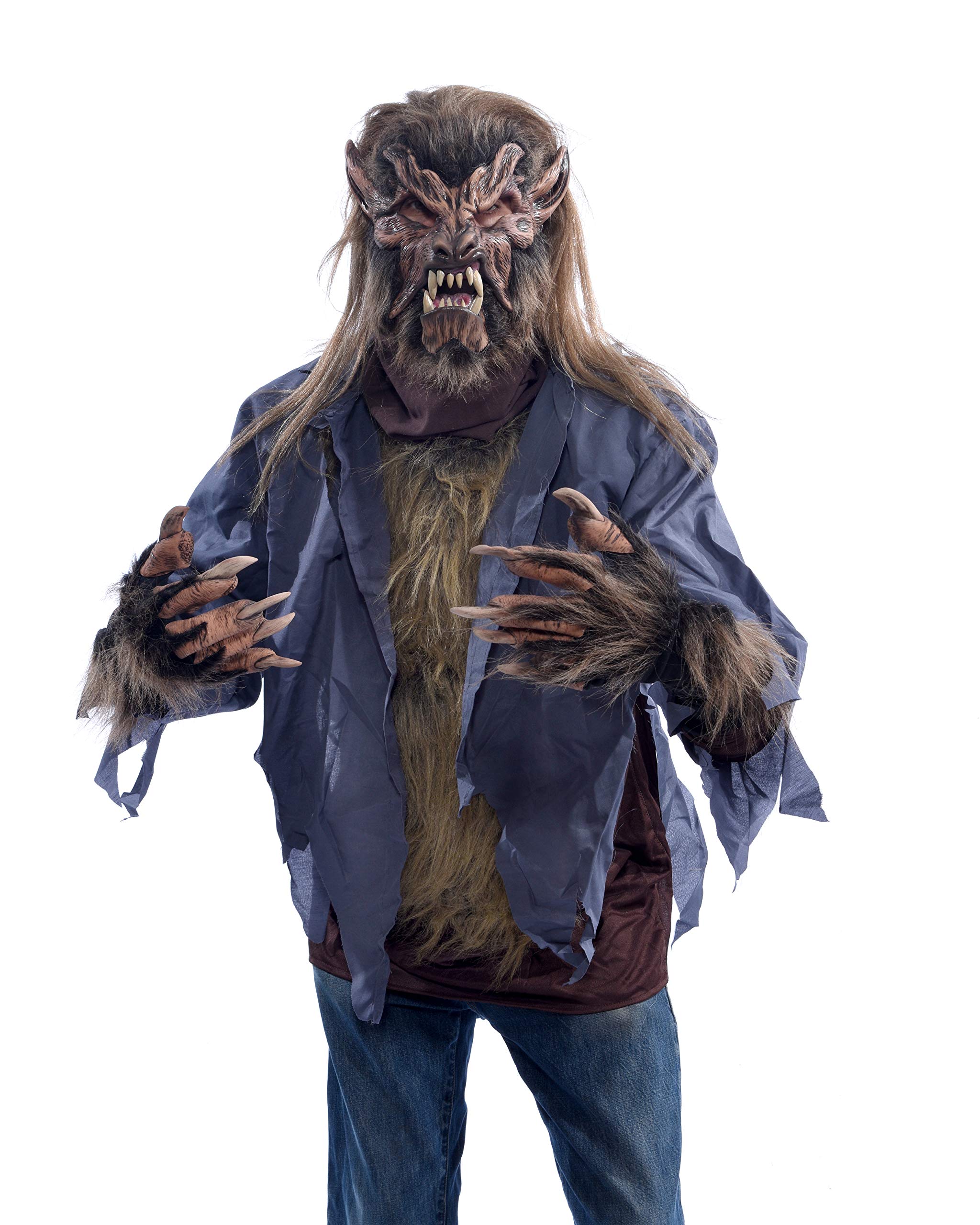 Amazon.com: Zagone Studios Lone Wolf Werewolf Costume, Mask, Shirt ...