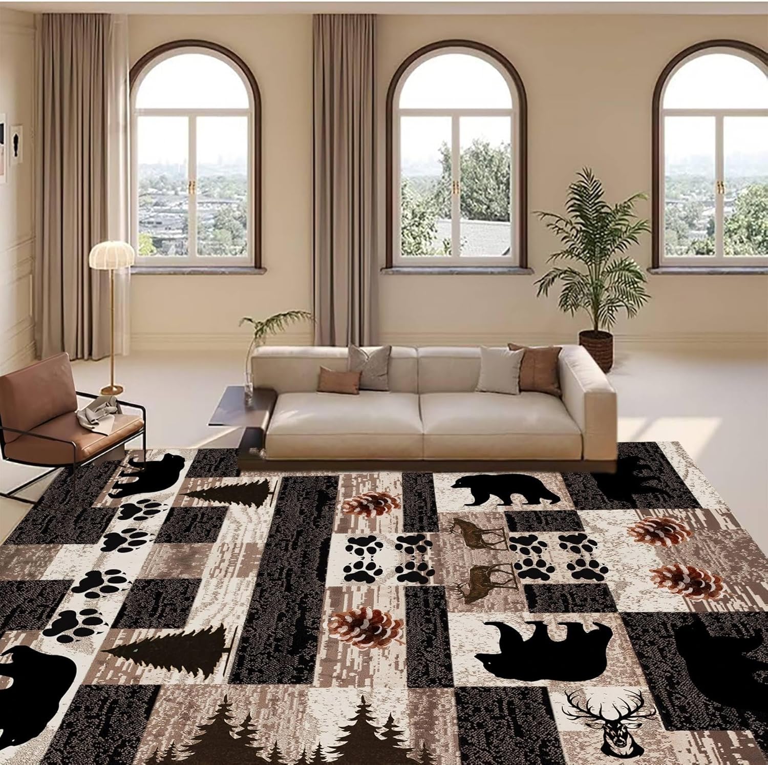 Amazon.com: Fouiunler Rustic Lodge Cabin Area Rug 4x5ft Native Western ...