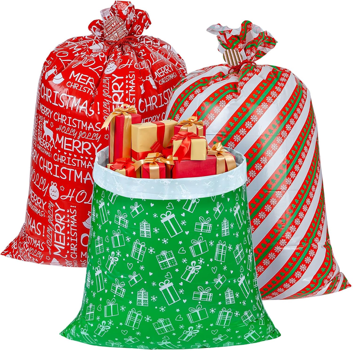 Amazon.com: CubesLand Large Christmas Sacks Gift Bags,3 Jumbo Santa ...