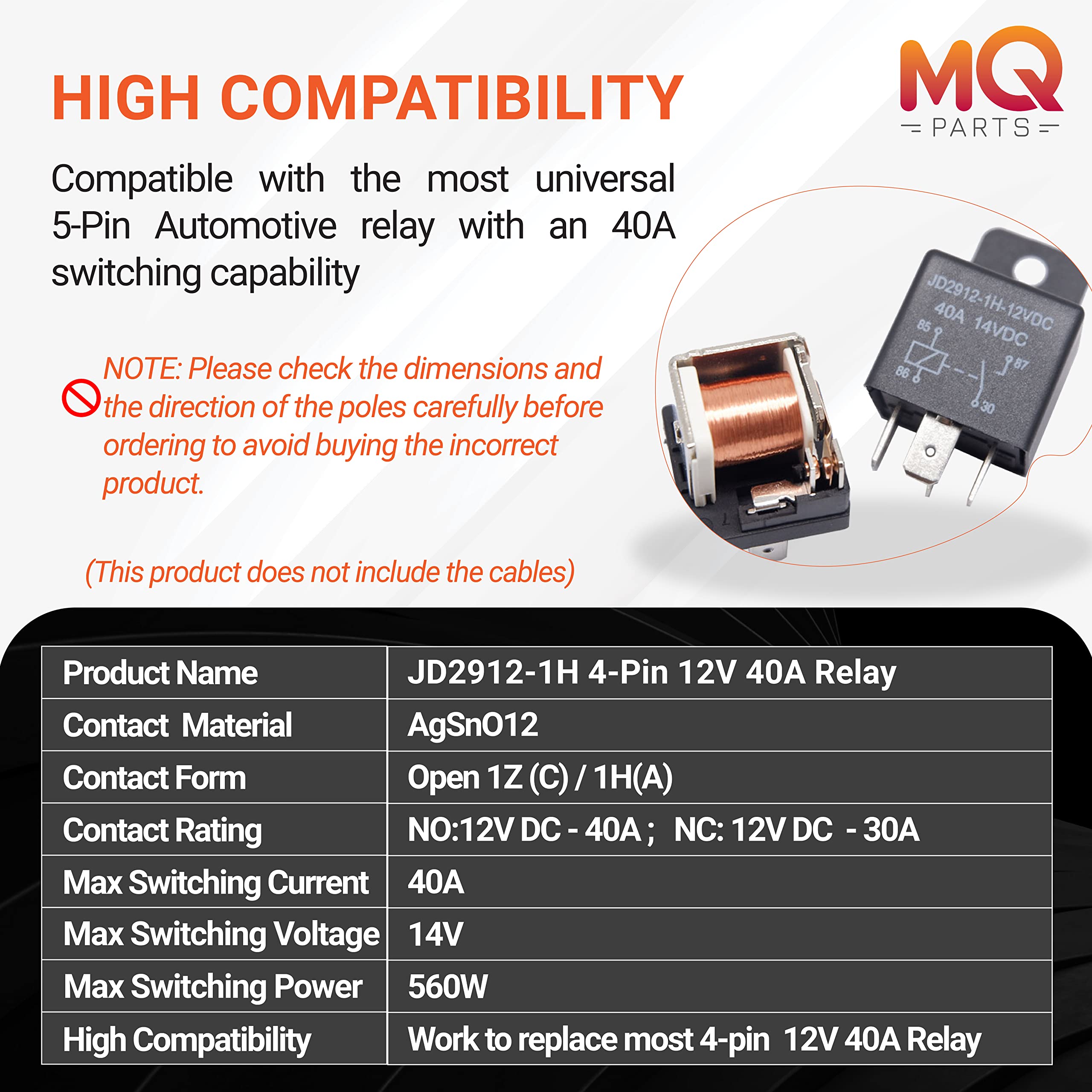 Snapklik.com : MQparts 3 Packs 12V 4-Pin 40Amp SPDT Automotive Motor ...