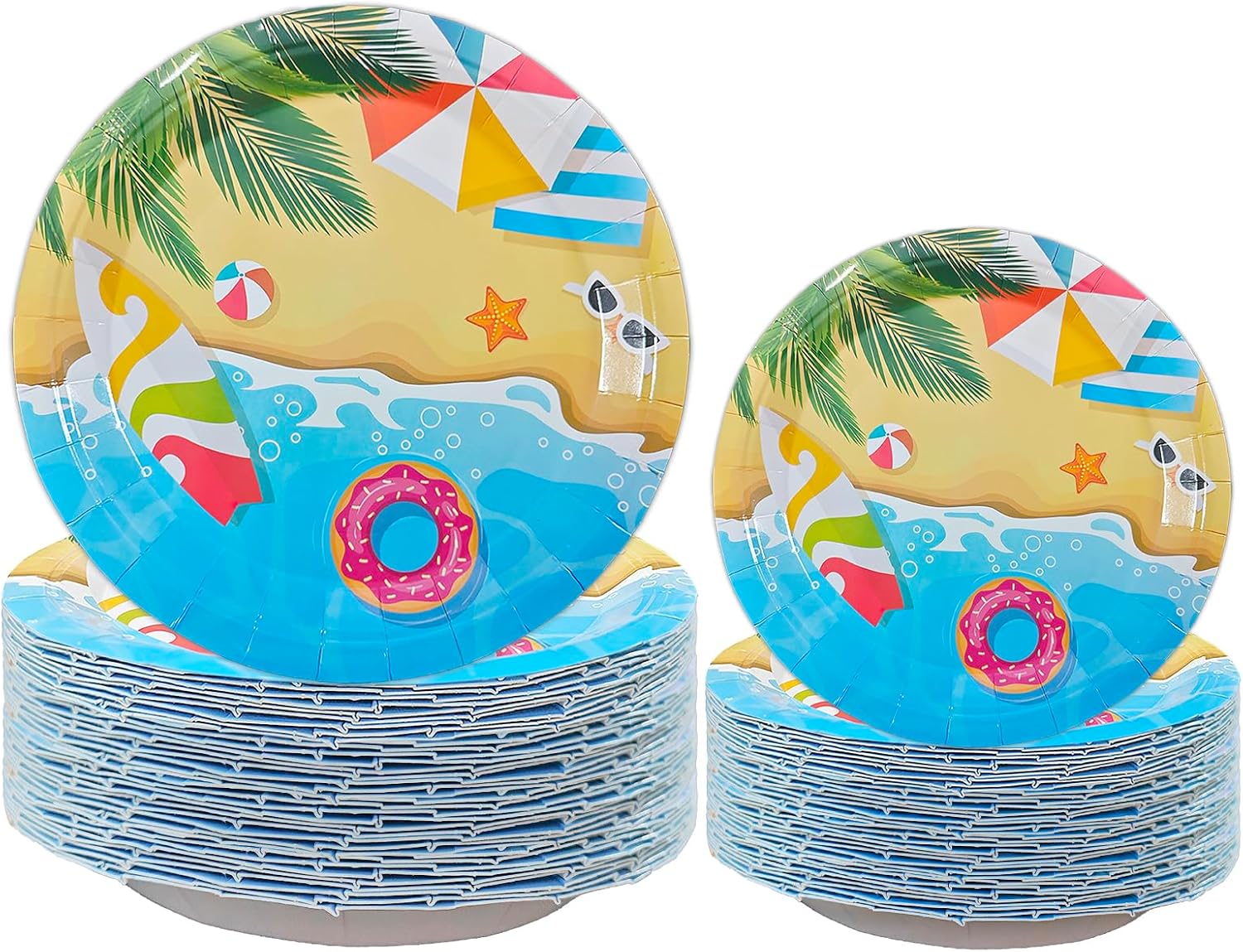 Amazon.com: 80PCS Summer Beach Paper Plates,40pcs Dinner Plates 9 ...