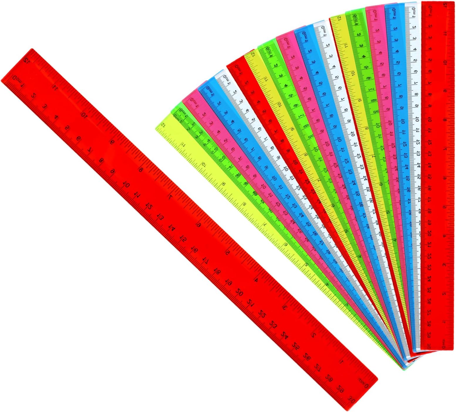 EBOOT 20 Pack Clear Plastic Ruler 12 Inch Straight Ruler Flexible Ruler ...
