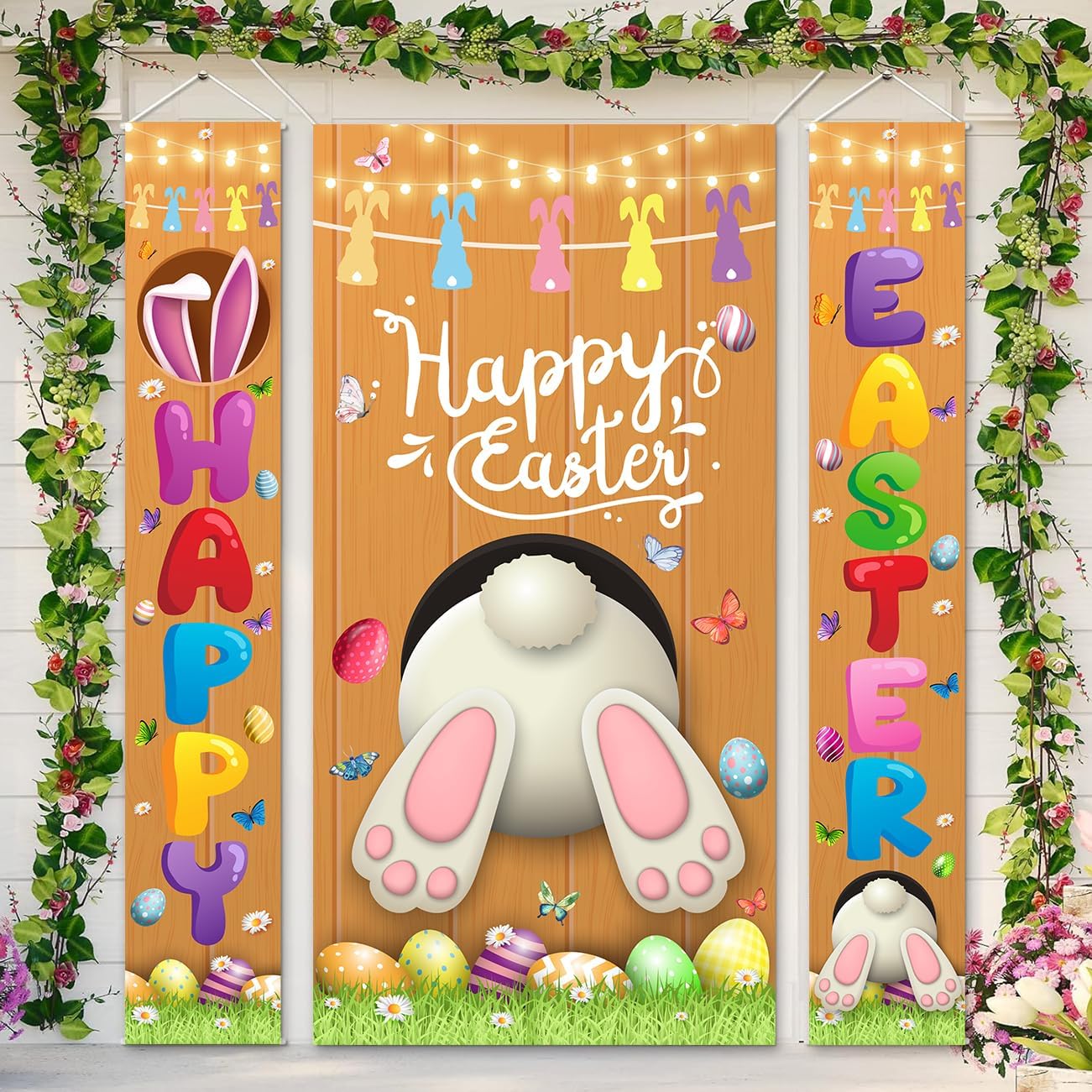 Amazon.com: QZHOUXF 3pcs Easter Banner Door Decorations Happy Easter ...