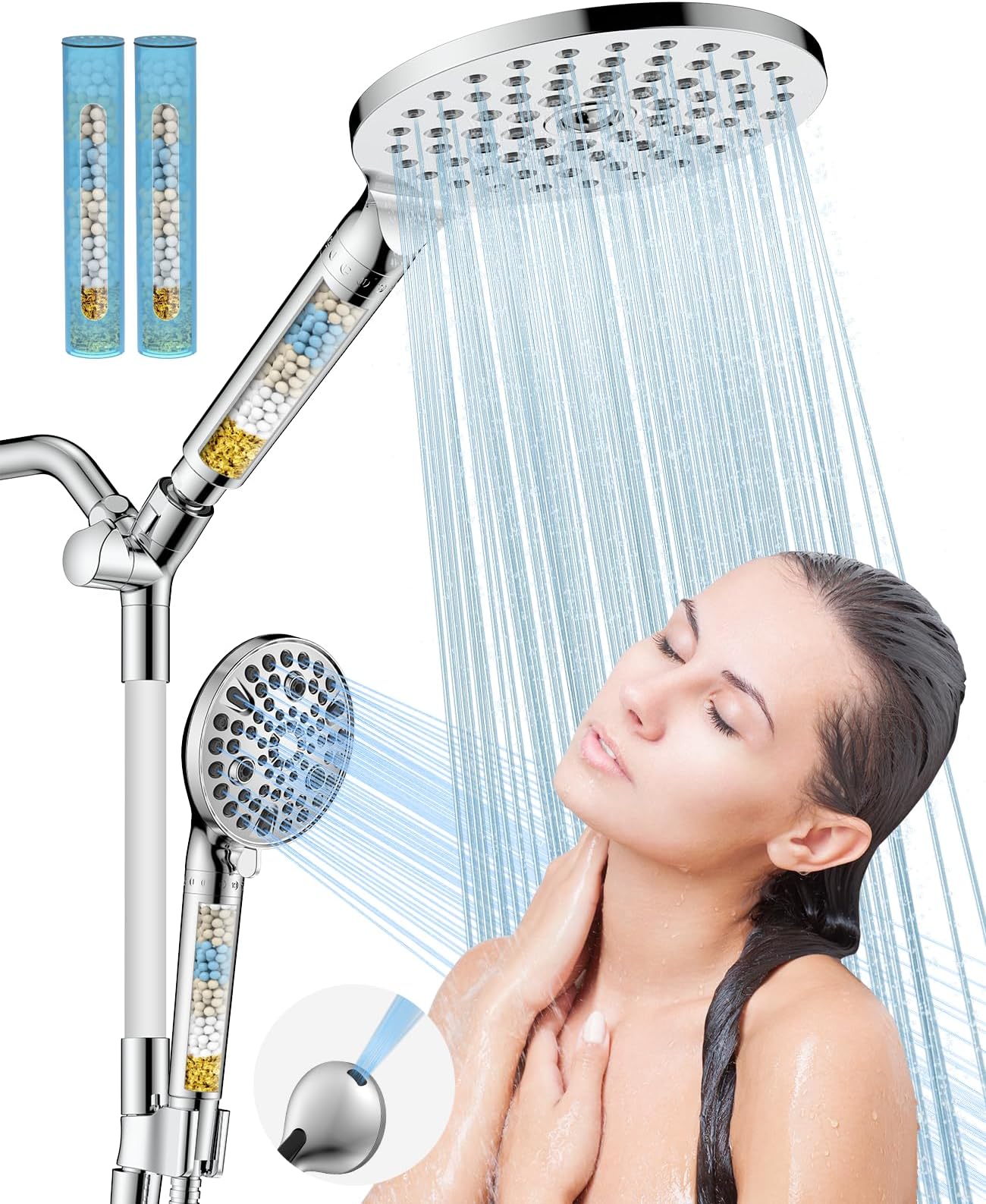 SparkPod Dual Shower Head - 8'' High Pressure 55-Mode Rain Shower Heads ...