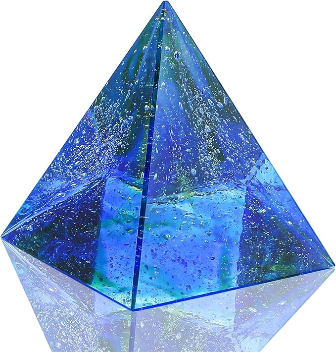 Amazon.com: KRISININE Blue Healing Crystal Pyramid Prism Glass Pyramid ...