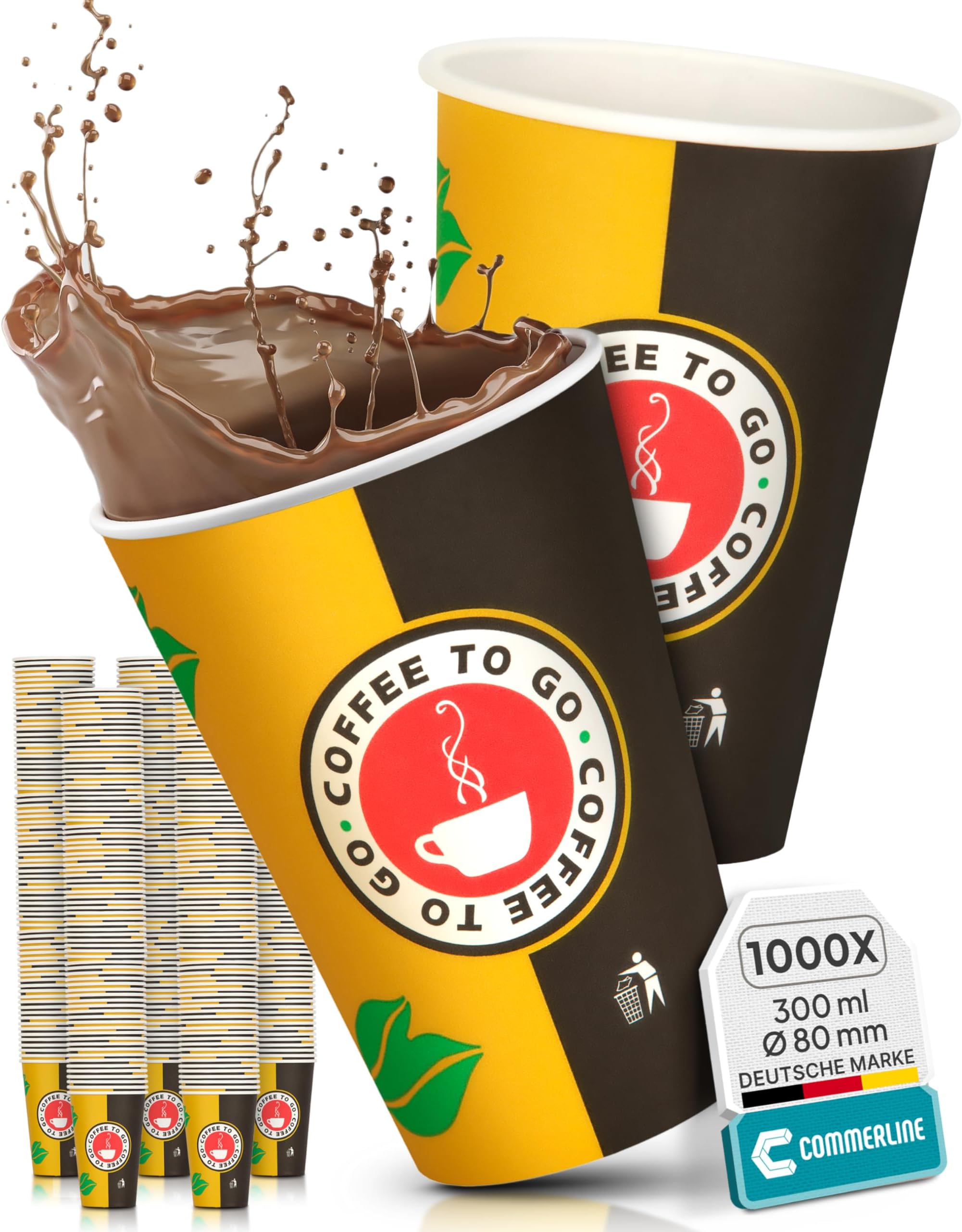 Inoverse 100 stück Pappbecher, Einweg Coffee to Go Becher - 300ml ...