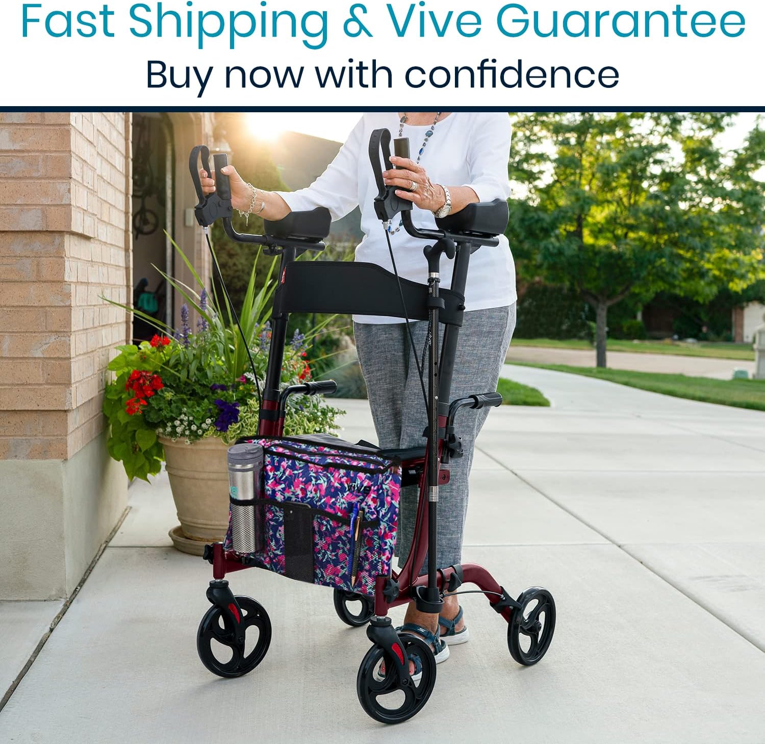 Buy Vive Mobility Upright Walker with Seat, for Seniors, Women - Stand ...
