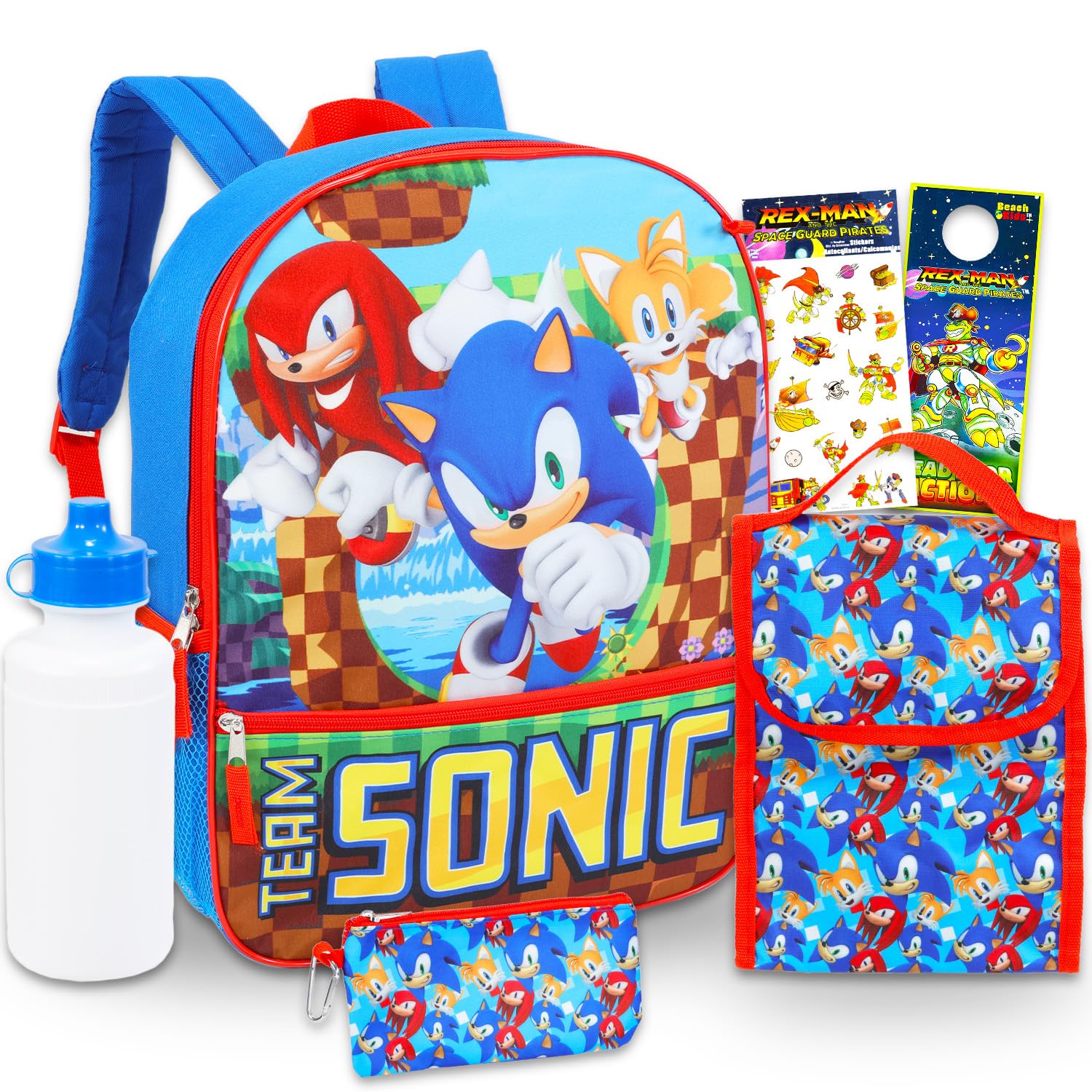 Amazon.com | Sonic the Hedgehog Backpack with Lunch Box Set - 5 Pc ...