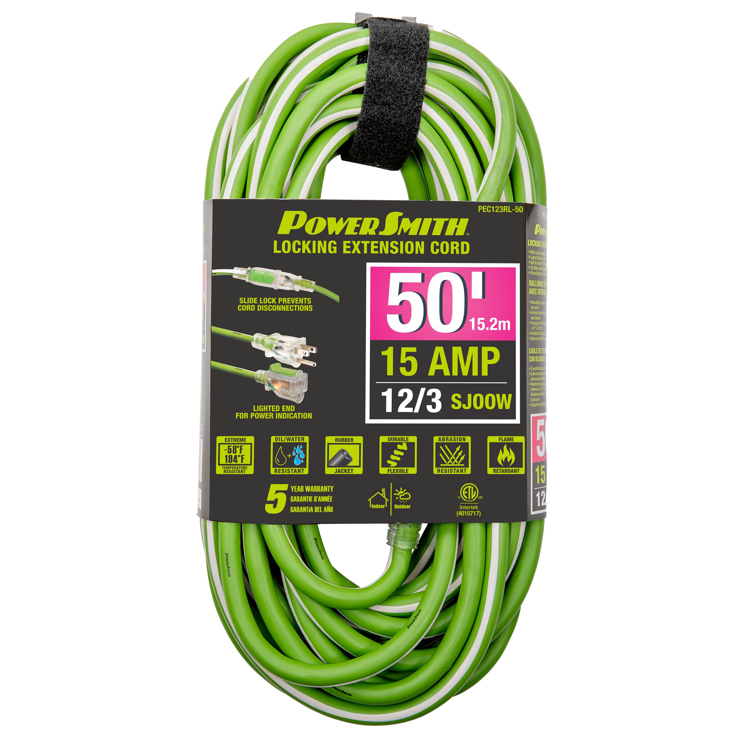 Amazon.com: PowerSmith Heavy Duty Extension Cord 50 ft. 12/3, SJOOW ...