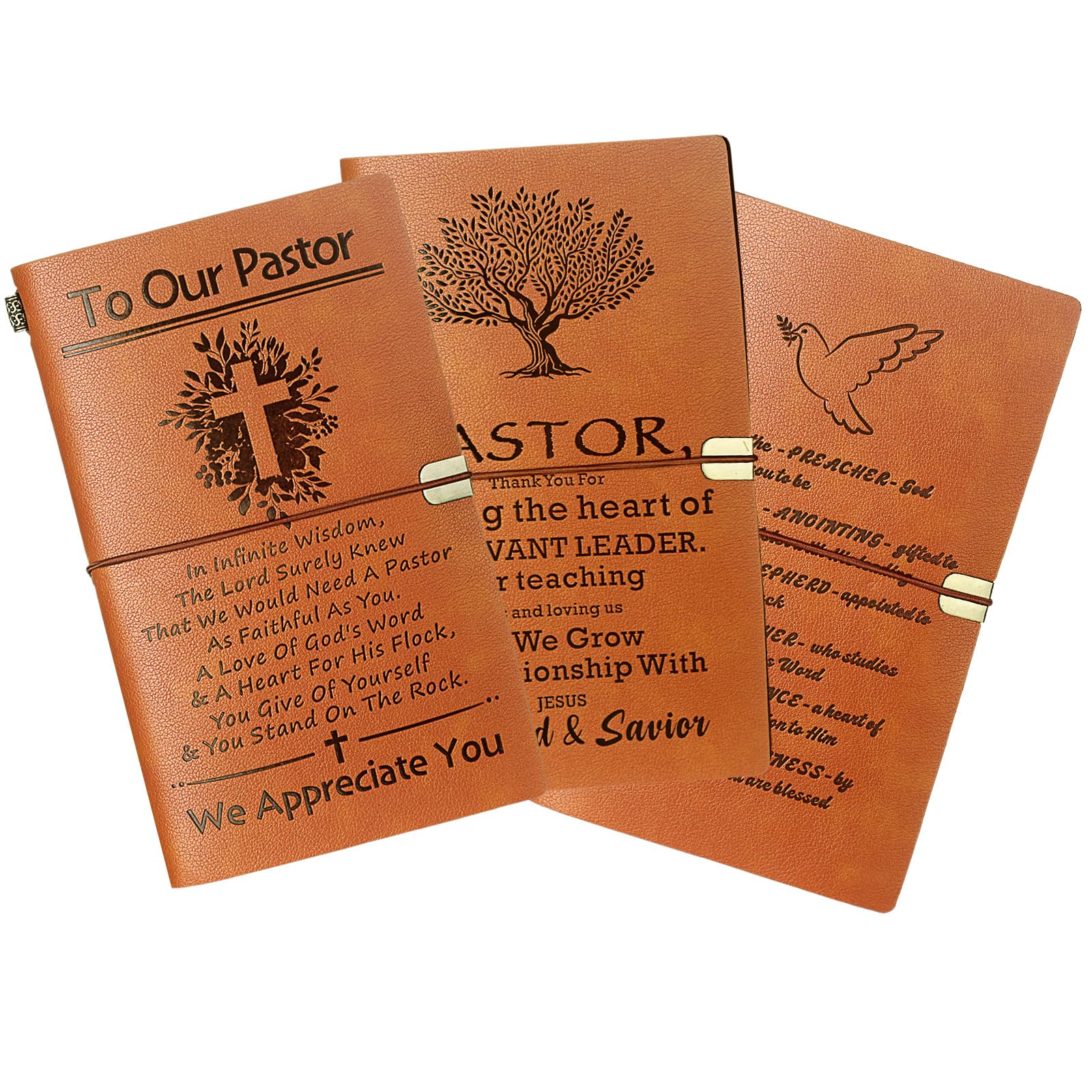 Amazon.com : Thenshop 3 Pack Pastor Appreciation Gifts Leather Journal ...