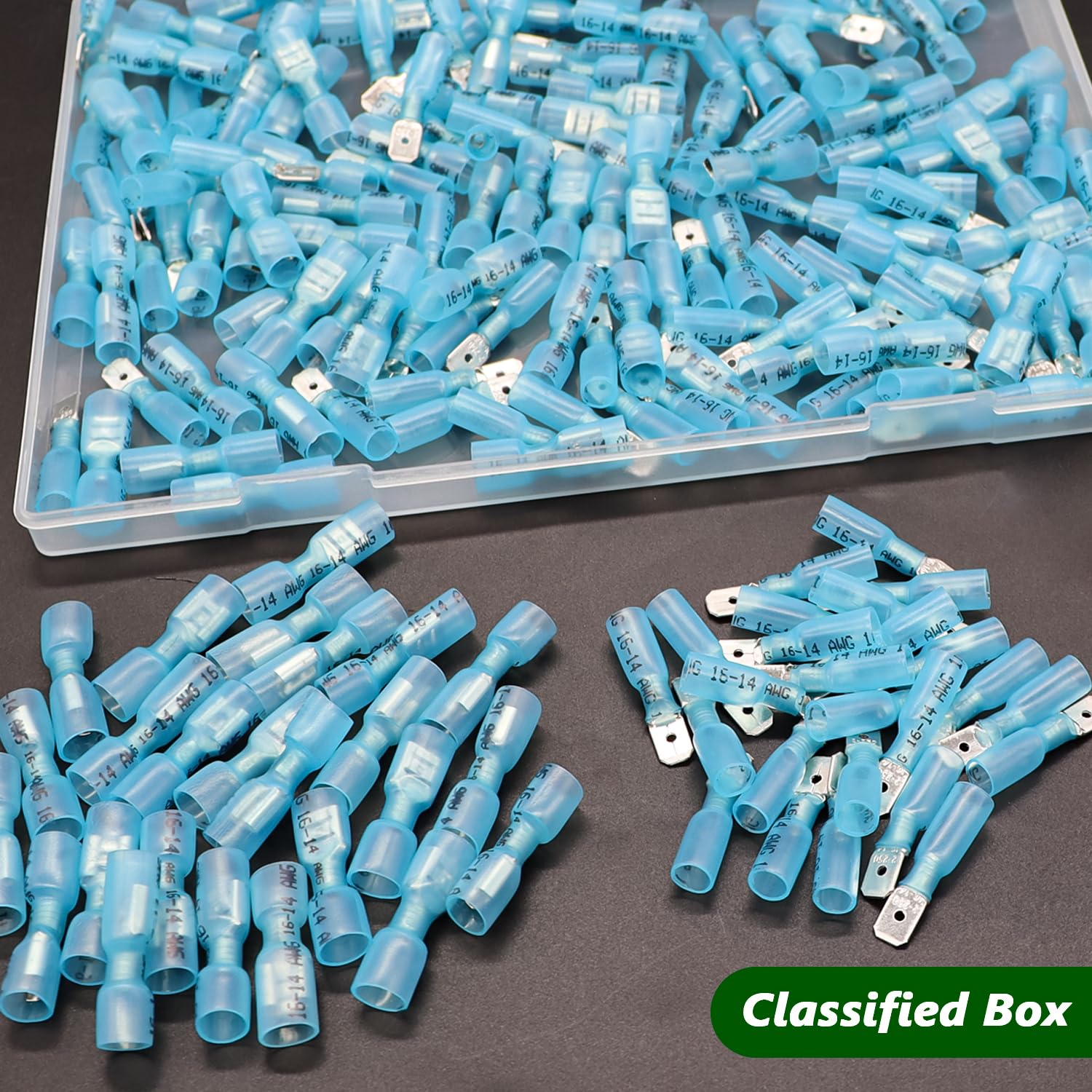 Snapklik.com : 200PCS Heat Shrink Spade Connectors Kit 16-14 AWG Female ...